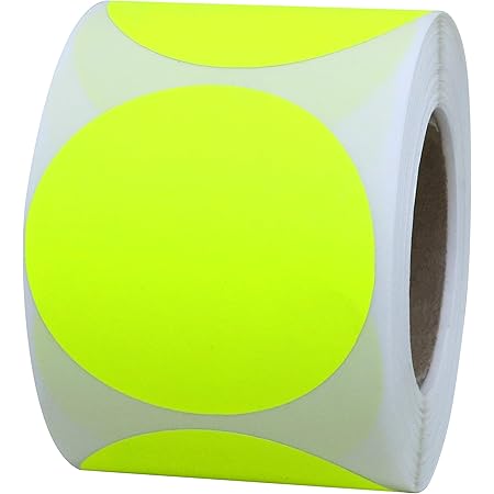 Hybsk Fluorescent Yellow Round Stickers 2 Inch Color Coding Dots Labels ...