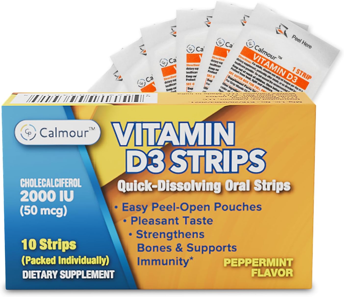 Amazon.com: CALMOUR Vitamin D3 Strips 10 Pack| 2000 IU Oral Dissolvable D3 Vitamin Strips ...