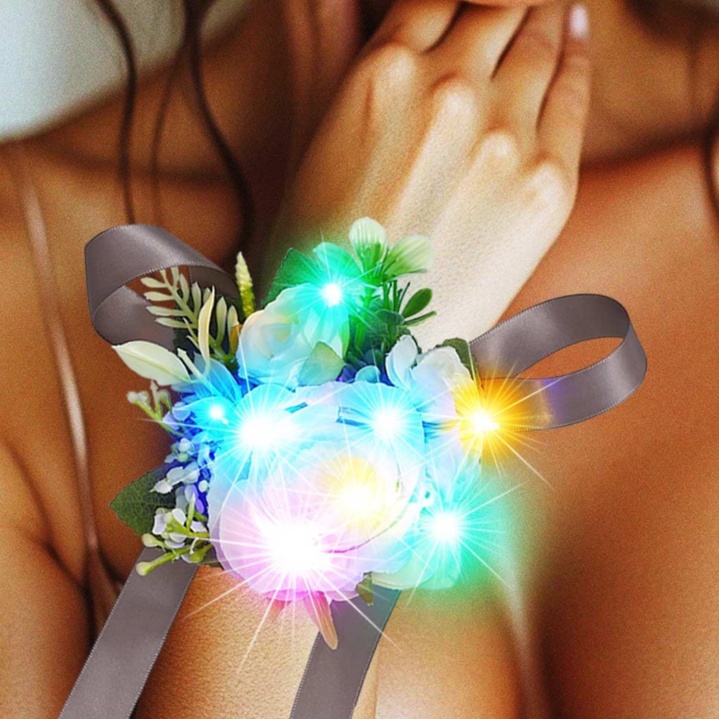 Amazon.com: Latious Light Up Bride Wedding Rose Corsage LED Prom Wrist Corsages Glow Bridal Hand ...