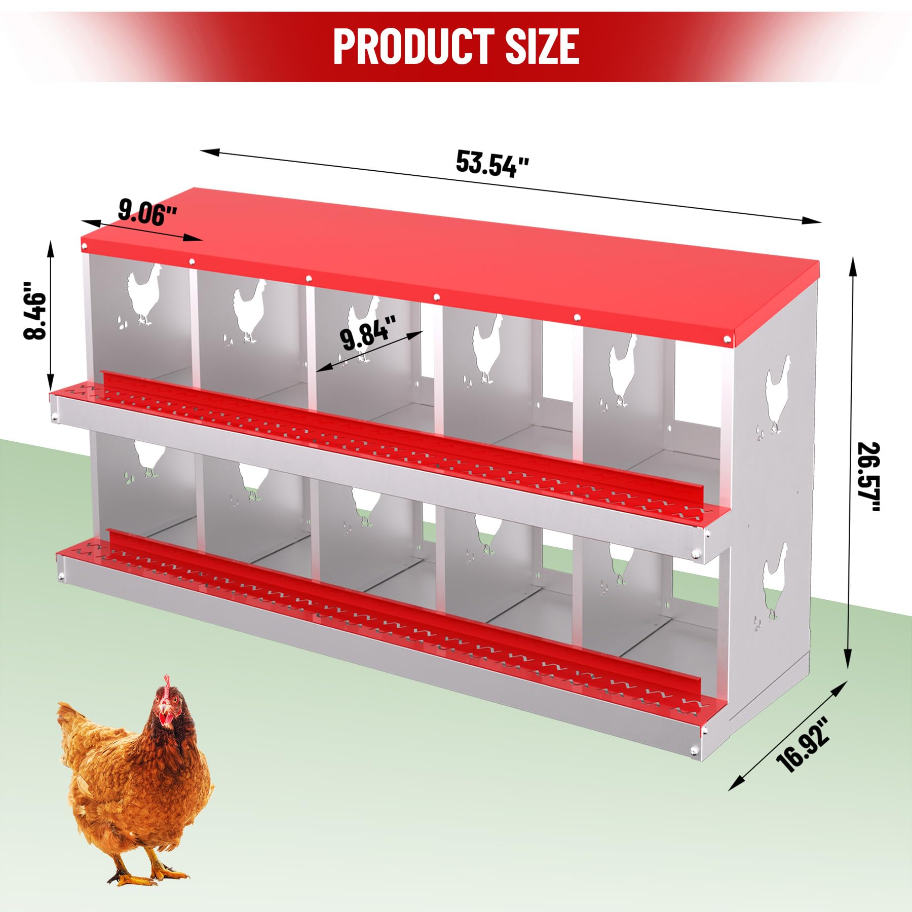 Snapklik.com : Chicken Nesting Box, 10 Compartment Metal Chicken ...