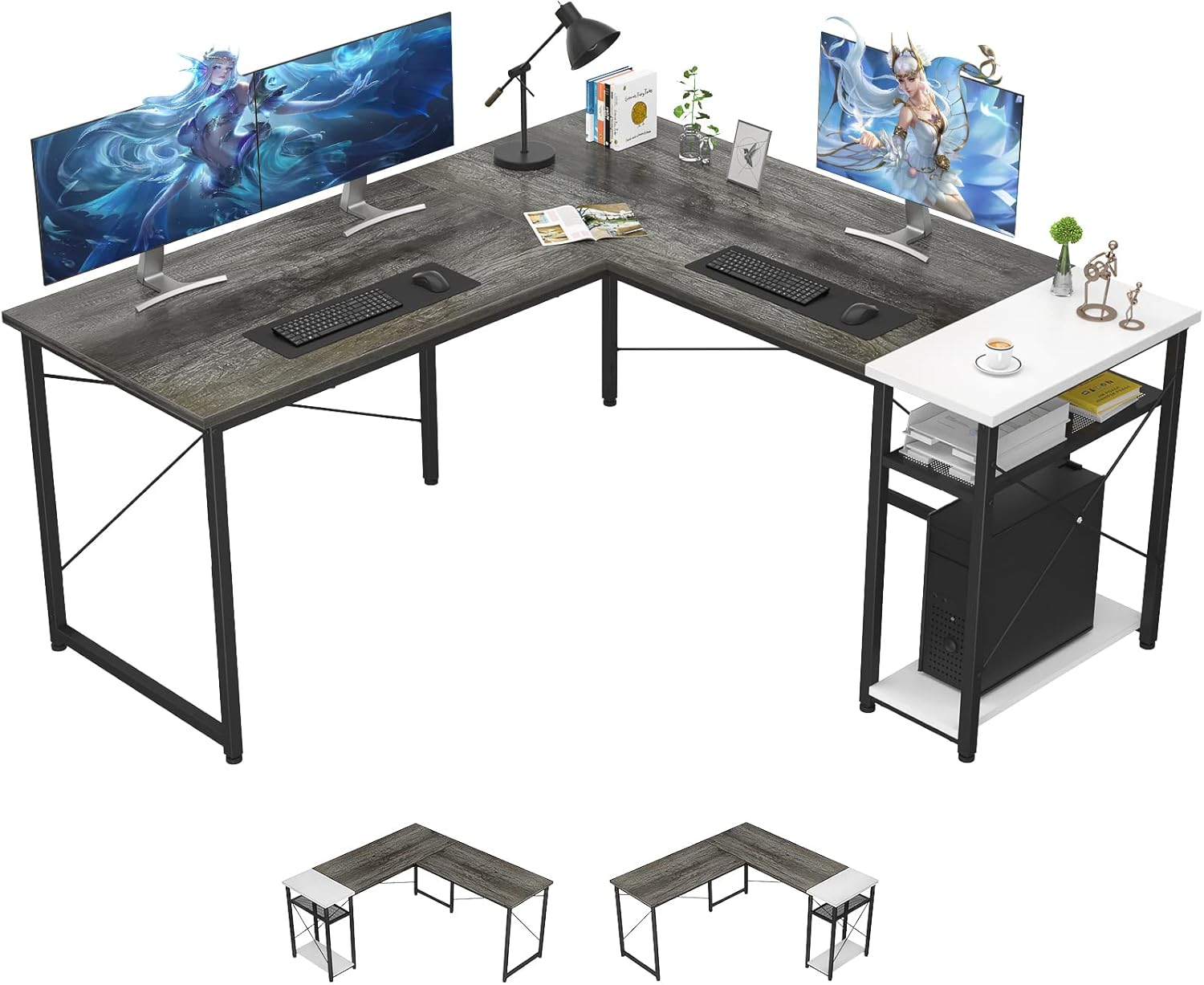 Amazon.com: Ecoprsio L-Shaped Desk Large L Shaped Gaming Desk with ...