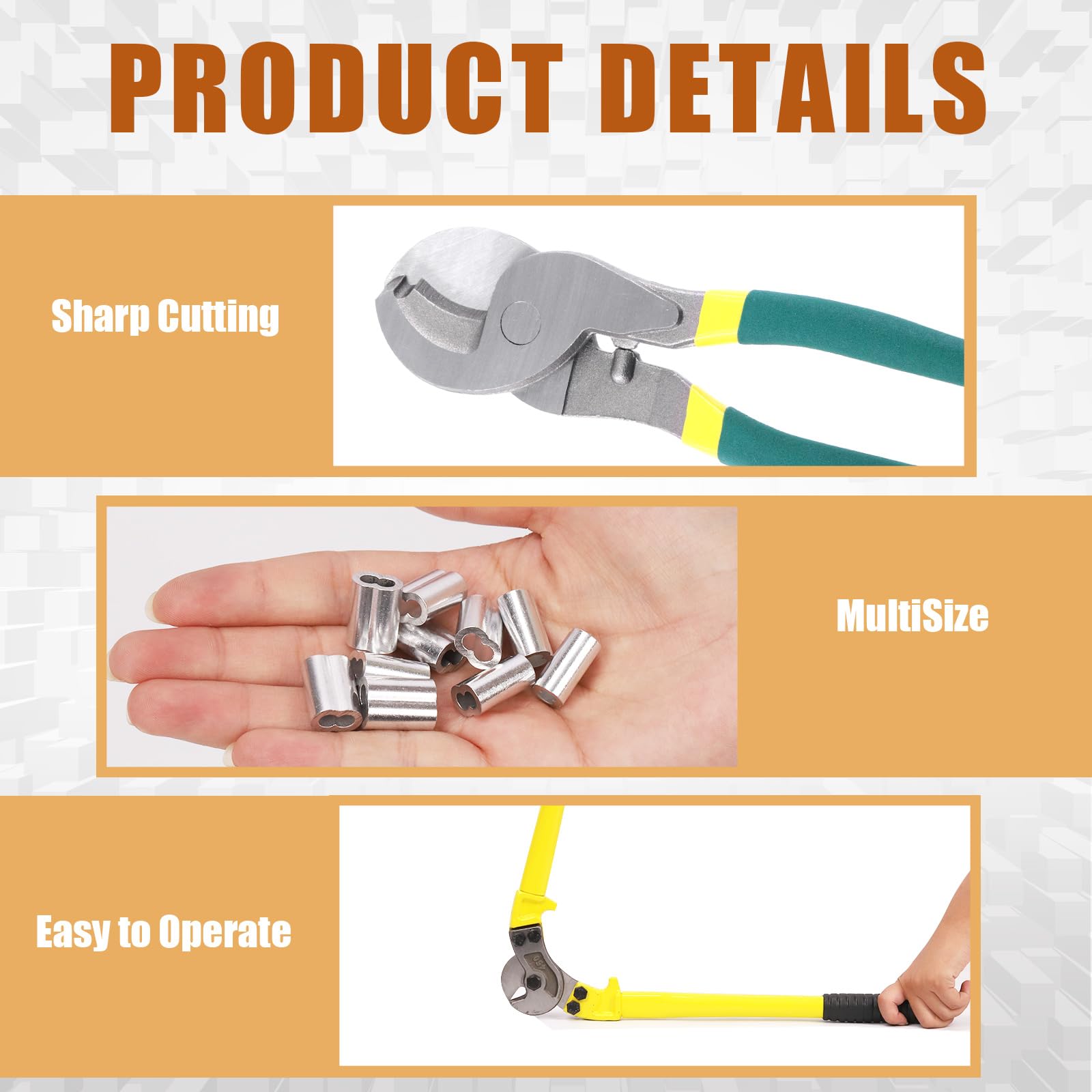 118Pcs 18" Hardened Cable Cutter, Up to 5/16" Stainless Steel Wire Rope ...