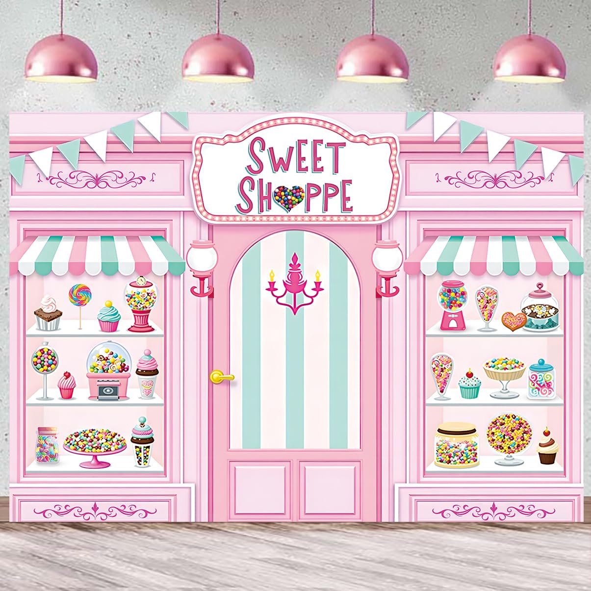 Snapklik.com : Sweet Shoppe Backdrop 8x6FT Pink Donut Ice Cream Candy ...