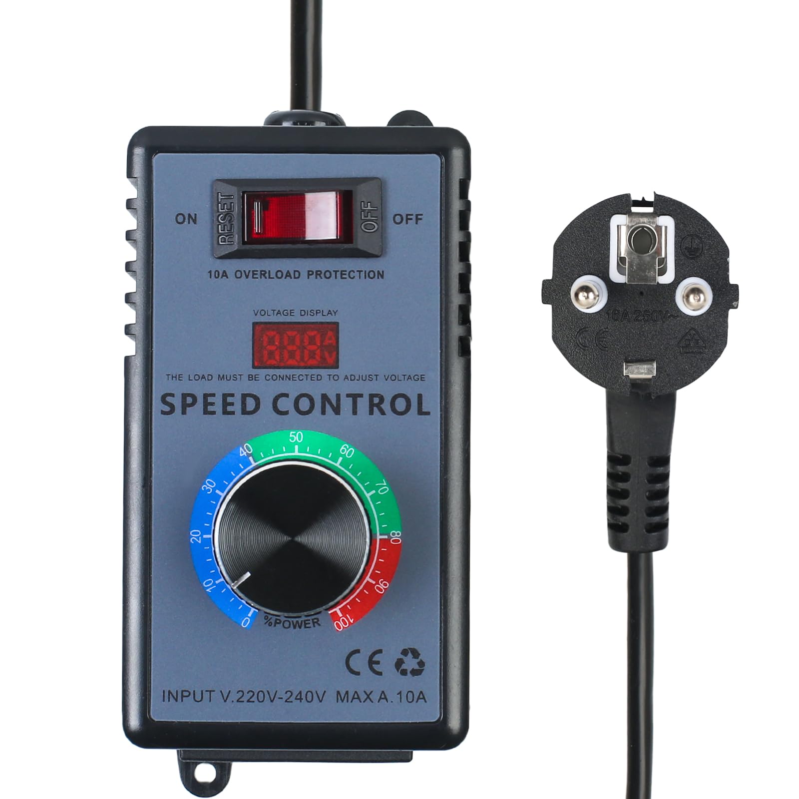 MaxEarn Drehzahlregler, SCR Spannungsregler AC 230v Spitzenleistung 4000W, Elektrischer ...