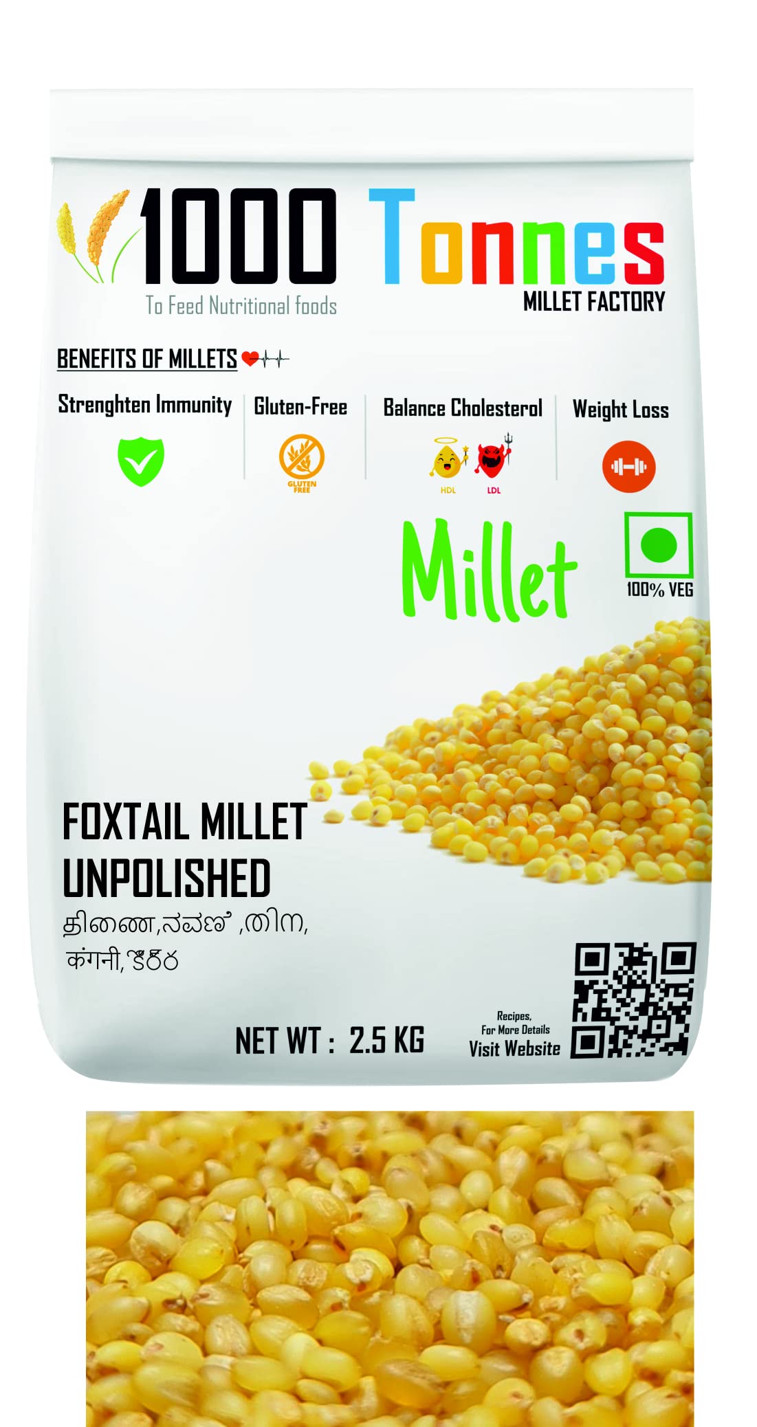 Buy 1000 Tonnes -Foxtail Millet Unpolished 5 KG (EXPORT QUALITY ...