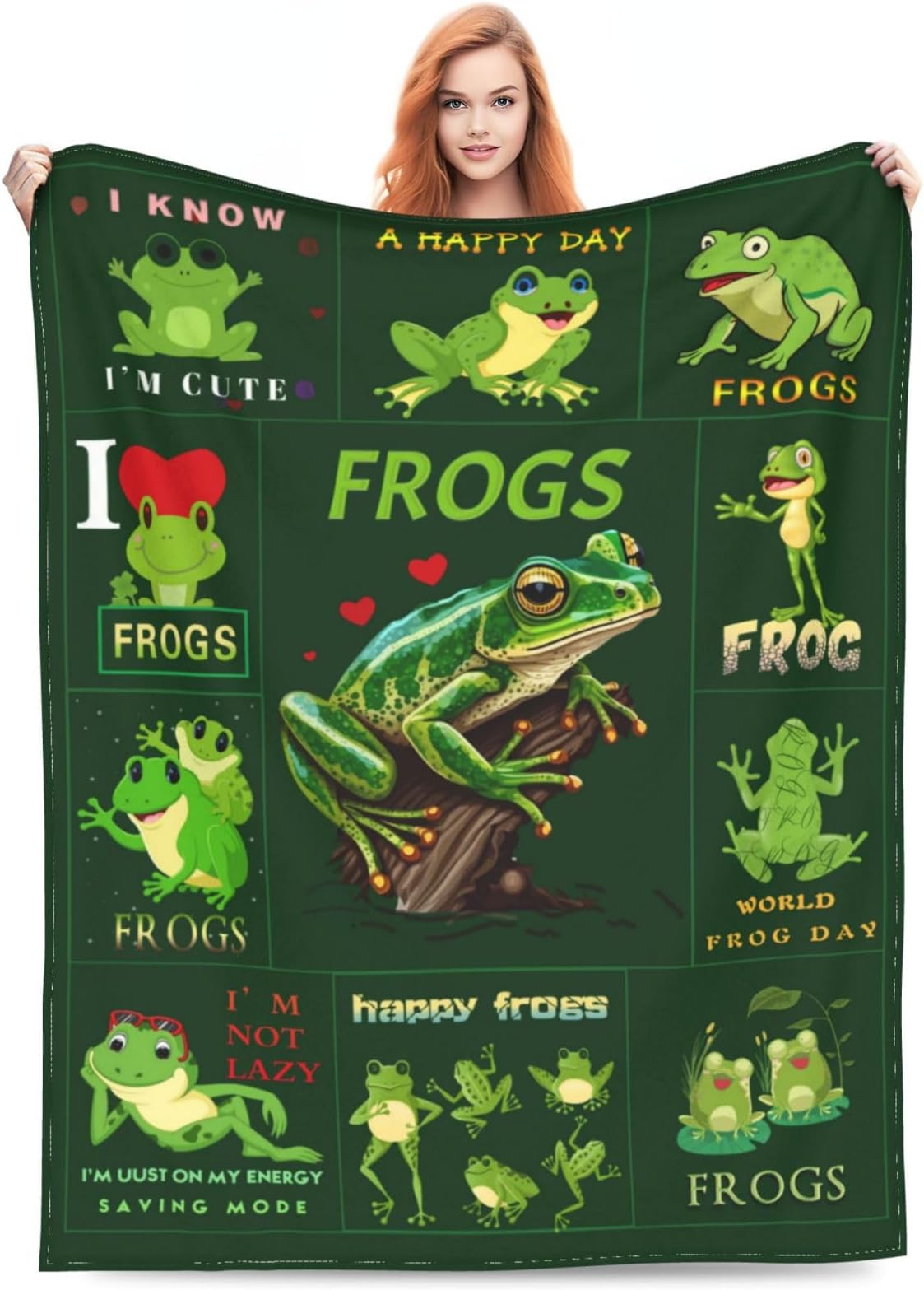 Amazon.com: Frog Blanket for Womens Mens Kids, Cute Frogs Stuff Decor ...