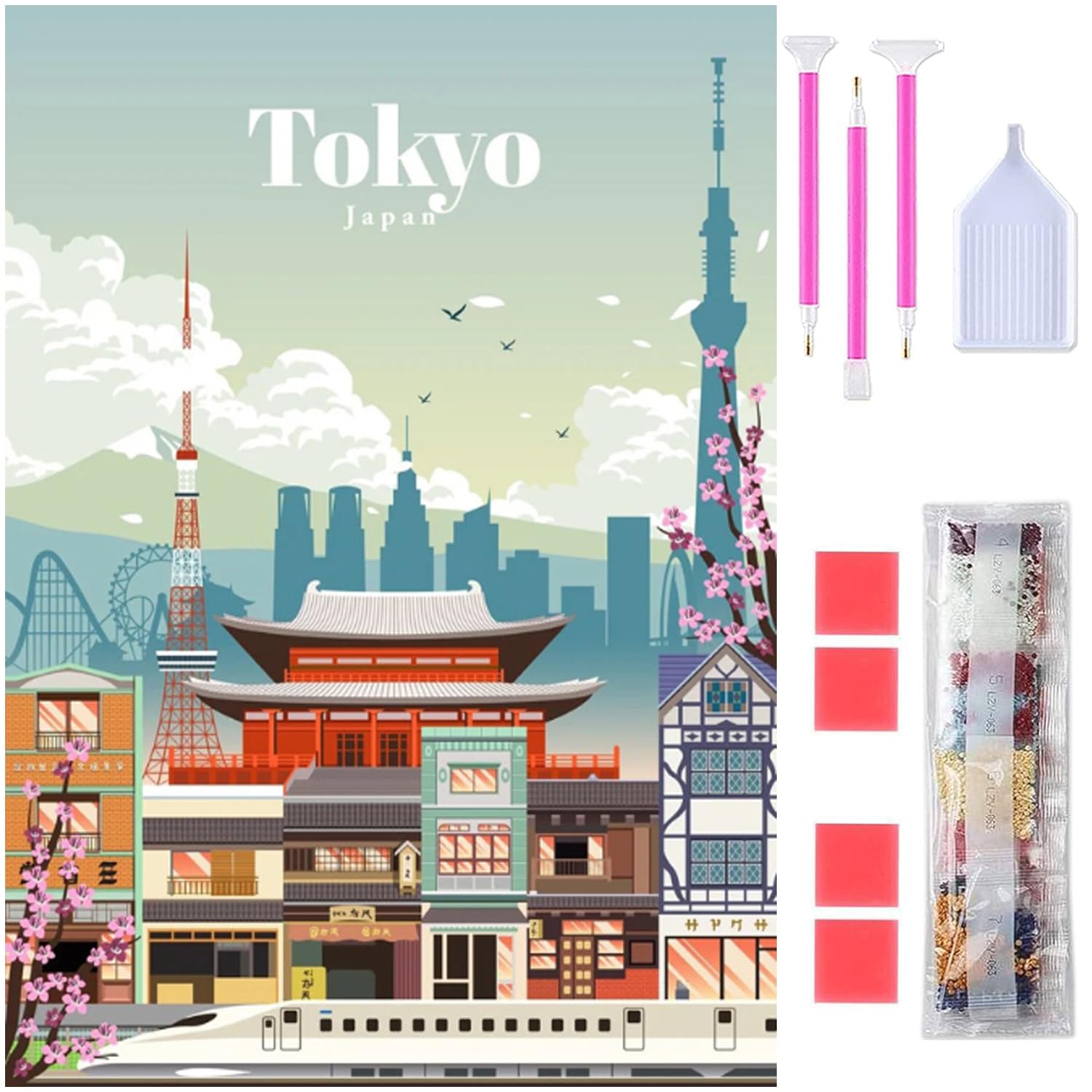 Amazon | ダイヤモンドアート Rinimie ダイヤモンドアート キット 東京 ダイアモンドビーズ絵画キット 5Dモザイクアート DIY 手作り絵画手芸キット ダイヤモンド塗装 全面 ...