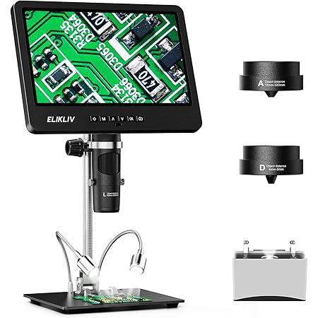 Amazon.com : Elikliv EDM601 LCD Digital Microscope with 3 Lens, 7 Inch ...