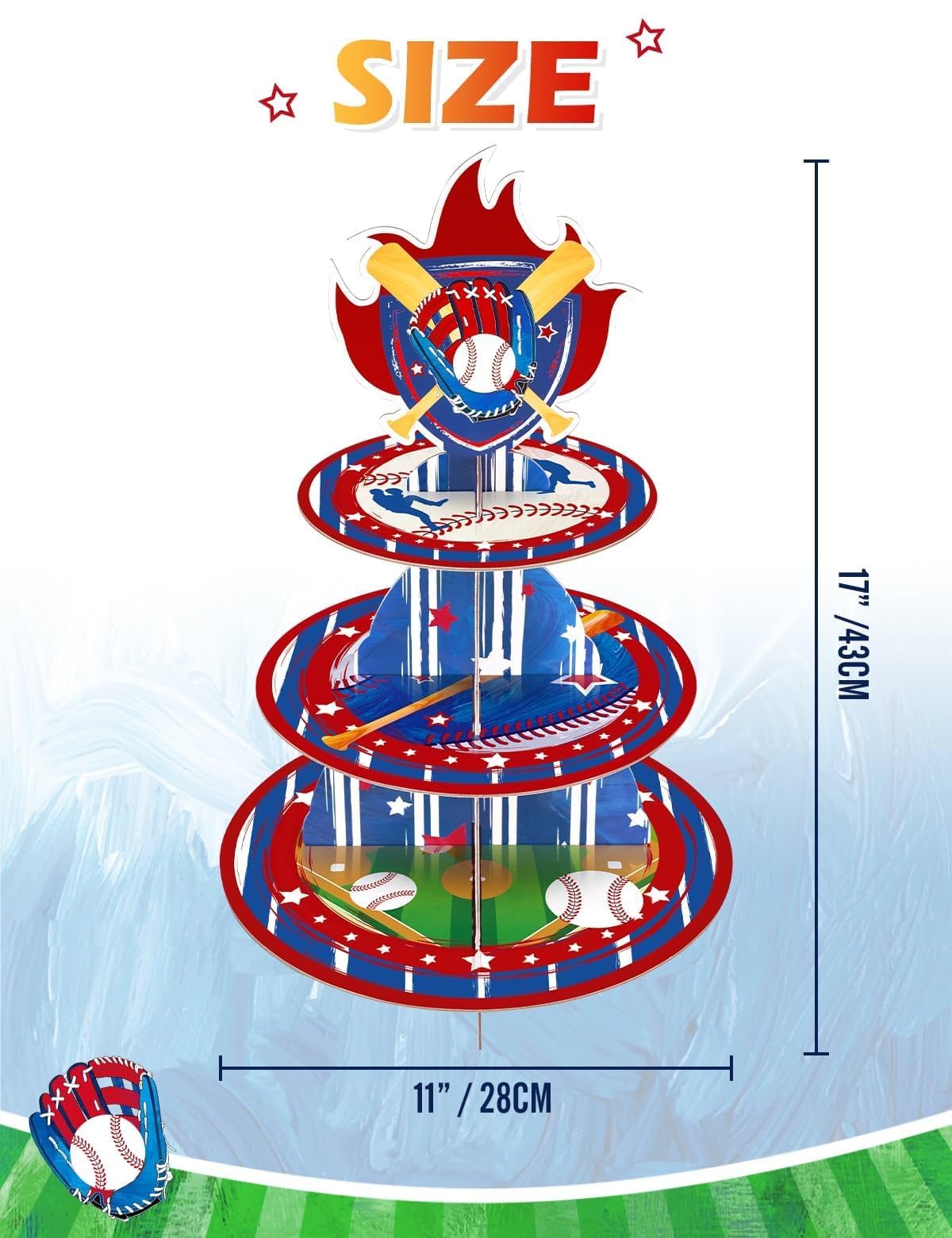 Snapklik.com : Baseball Cupcake Stand - 3 Tier Football Theme Birthday ...