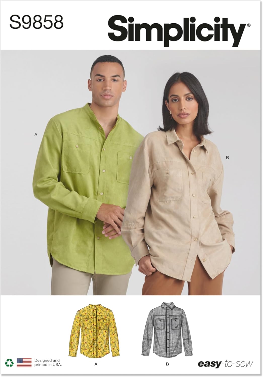 Amazon.com: Simplicity Easy Unisex Shirts Sewing Pattern Packet, Design ...
