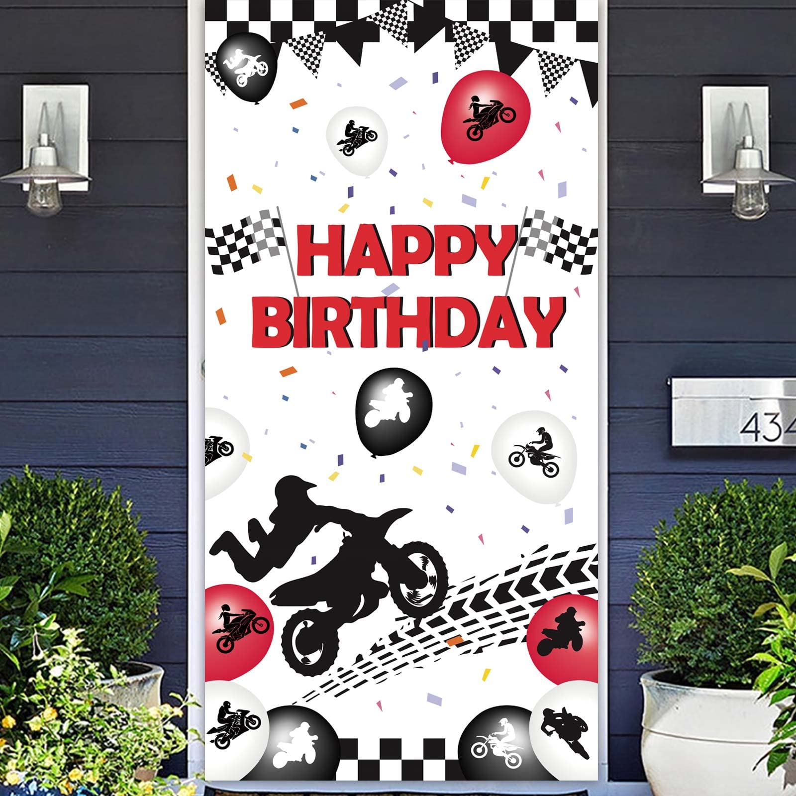 Buy Motorcycle Happy Birthday Banner Backdrop Background Photo Booth ...