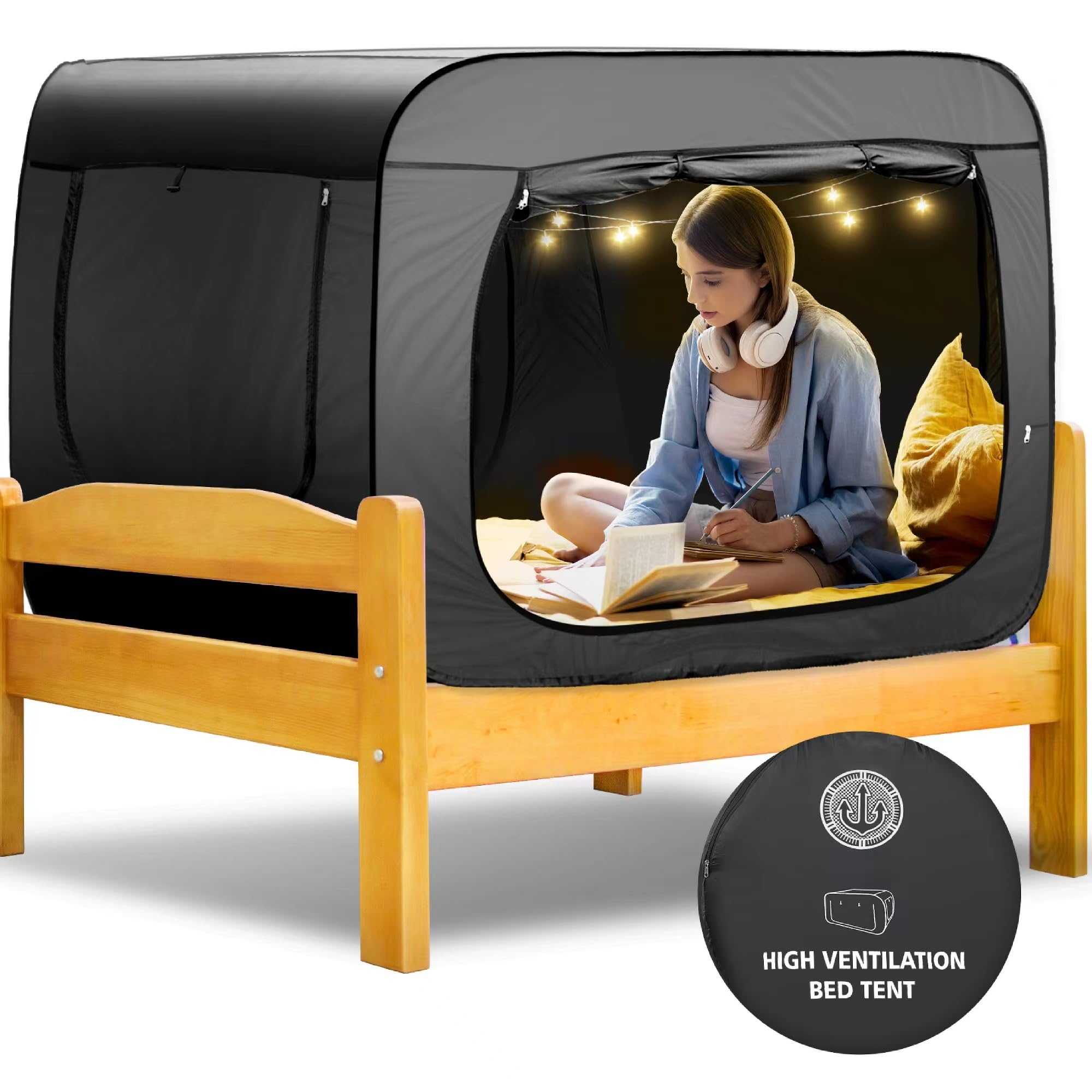 Twin Bed Tent Canopy, Pop Up Privacy Bed Tents for Twin Size Bed ...