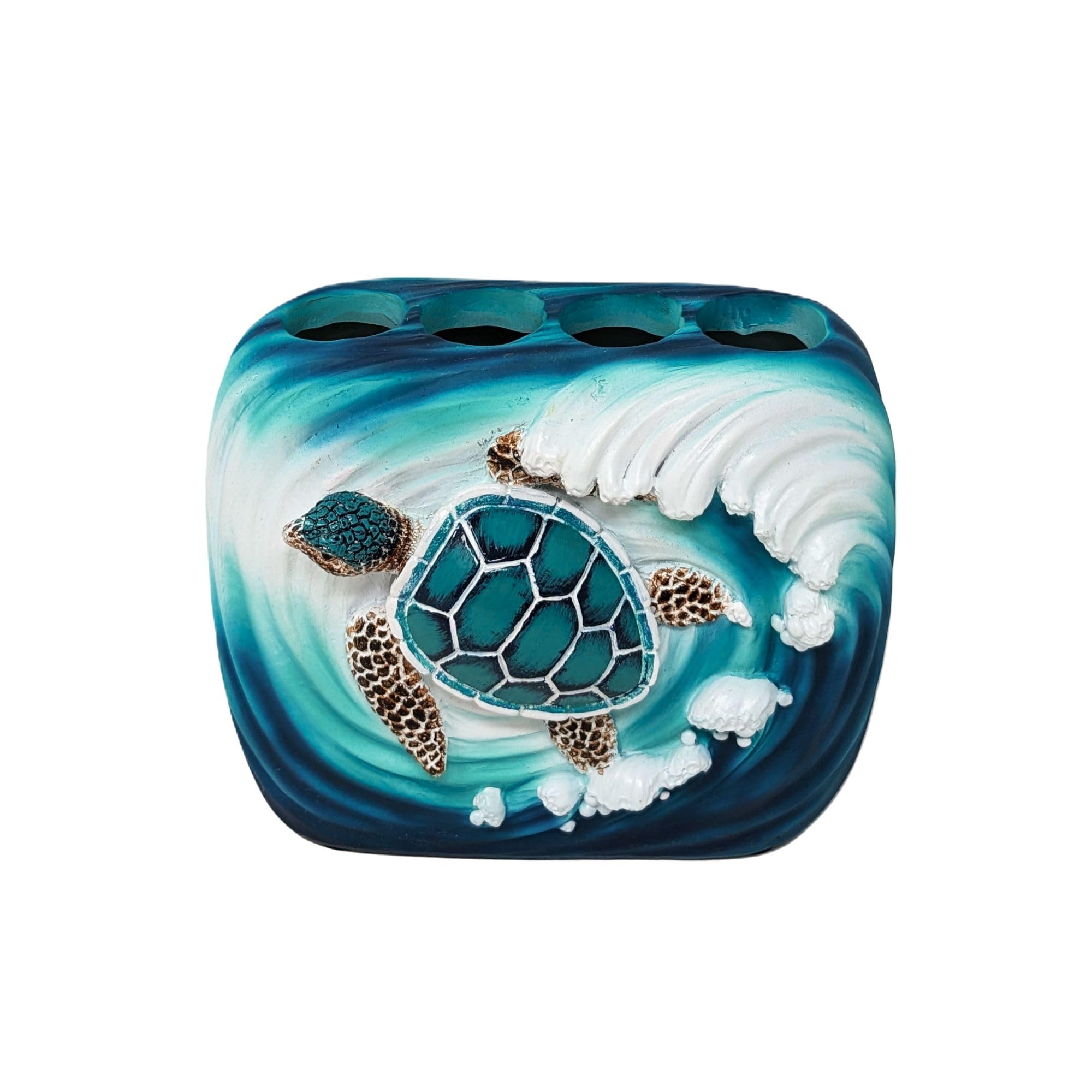 Amazon.com: BestGiftEver Nautical Sea Turtle Wave Toothbrush Holder ...
