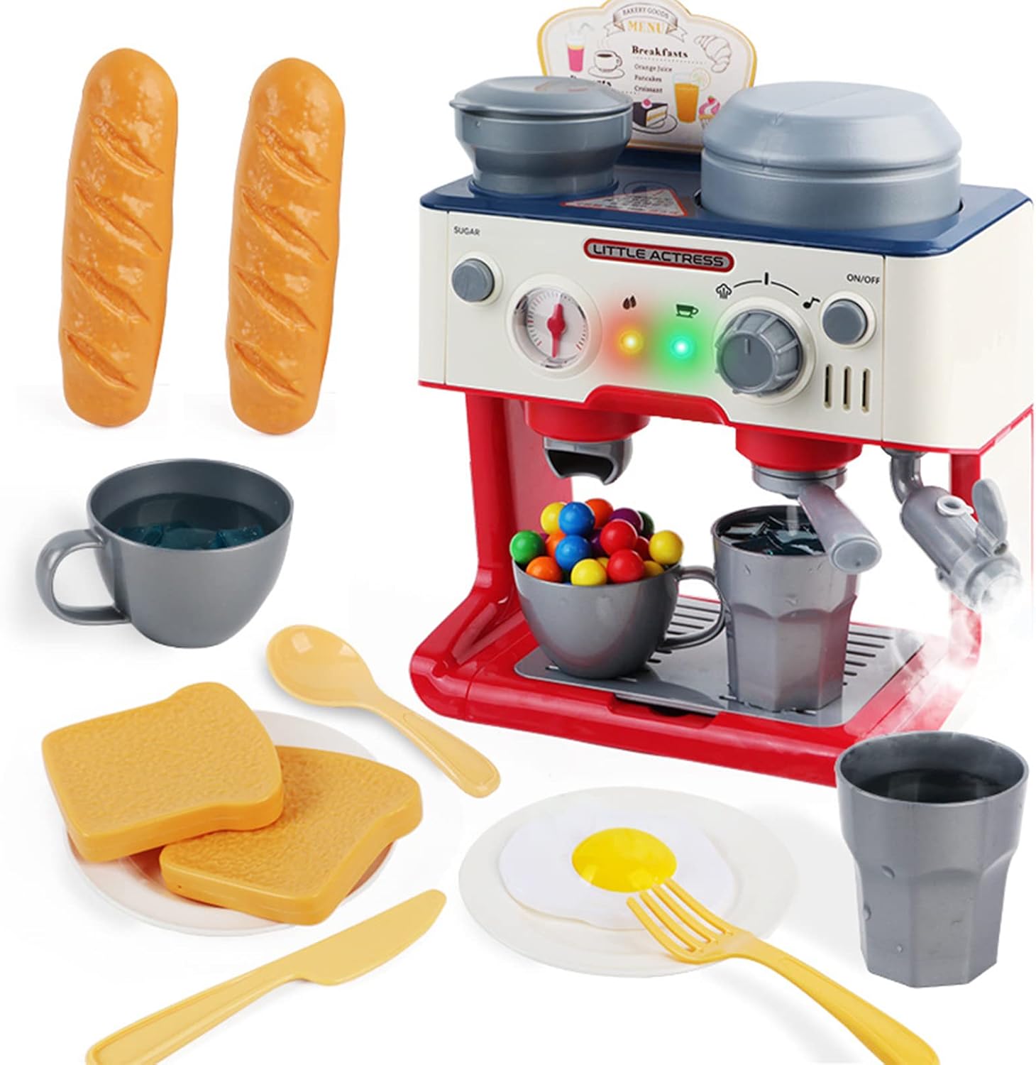 Occuwzz® Kids Play Kitchen Wooden Toy Coffee Set in Modern Metallic ...