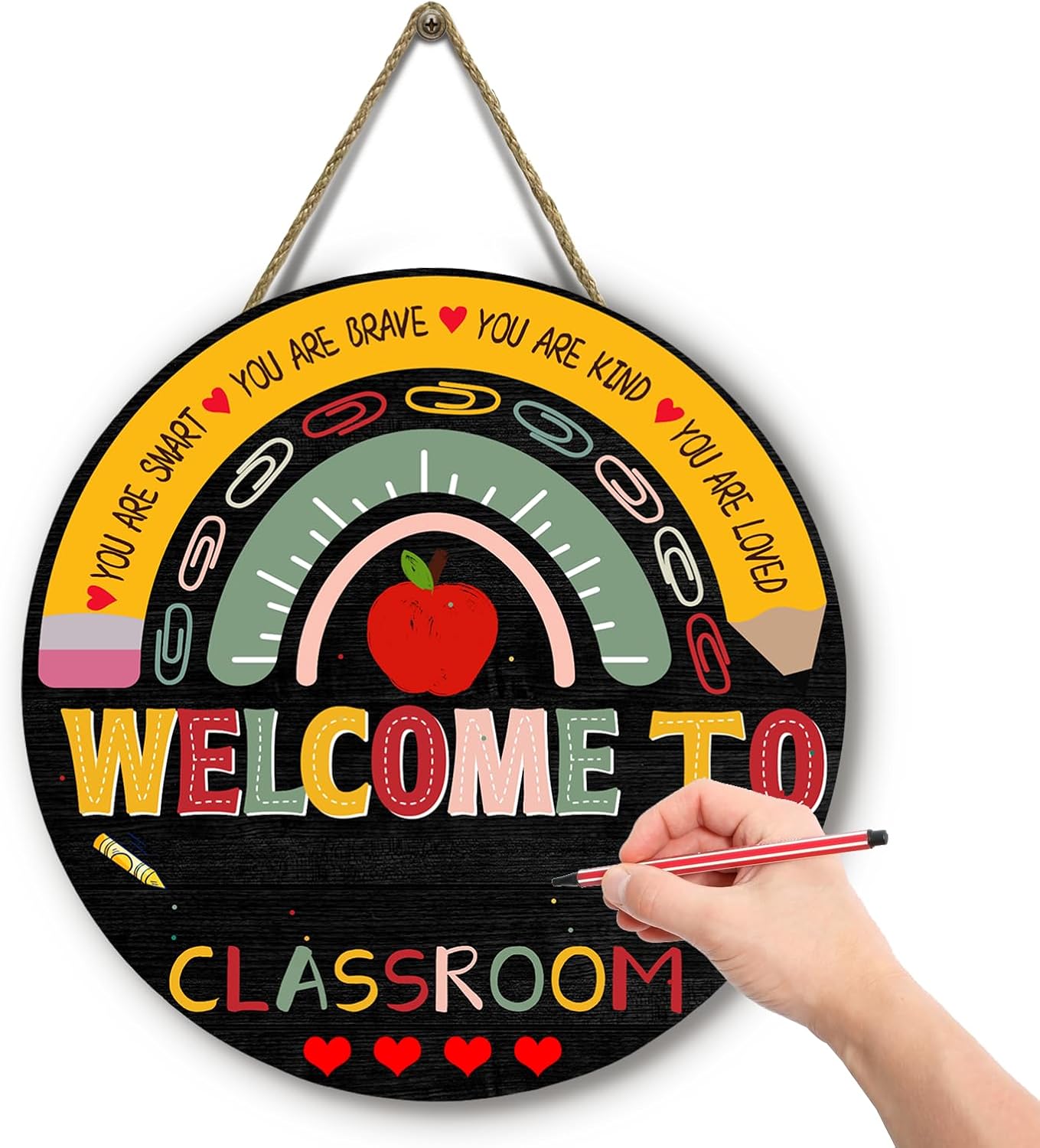 Amazon.com: Dacawin Teacher Wooden Door Sign Welcome Sign for Classroom ...