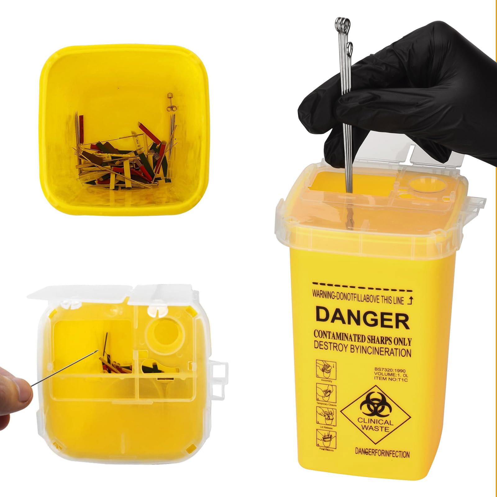 Koorium Sharps Bin Sharps Box for Needles Travel Sharps Bin Sharps Bin ...