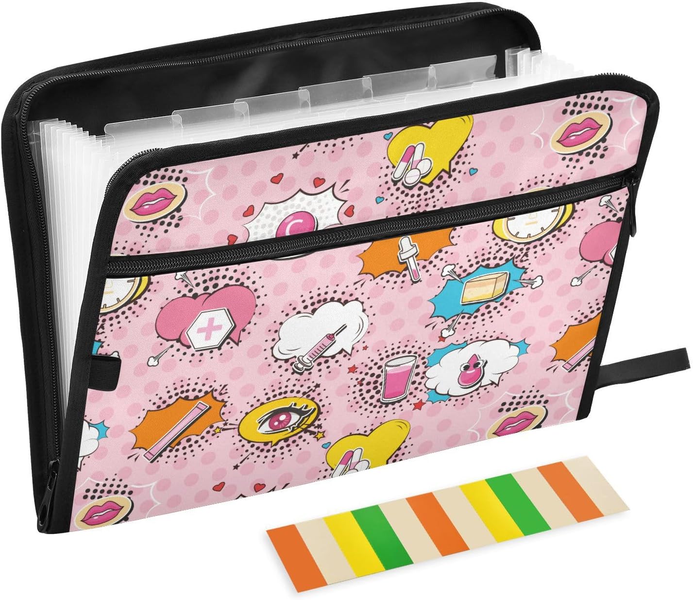 Cute Trendy Cartoon Lips Pink Expandable Hanging File 13 Pockets A4 ...