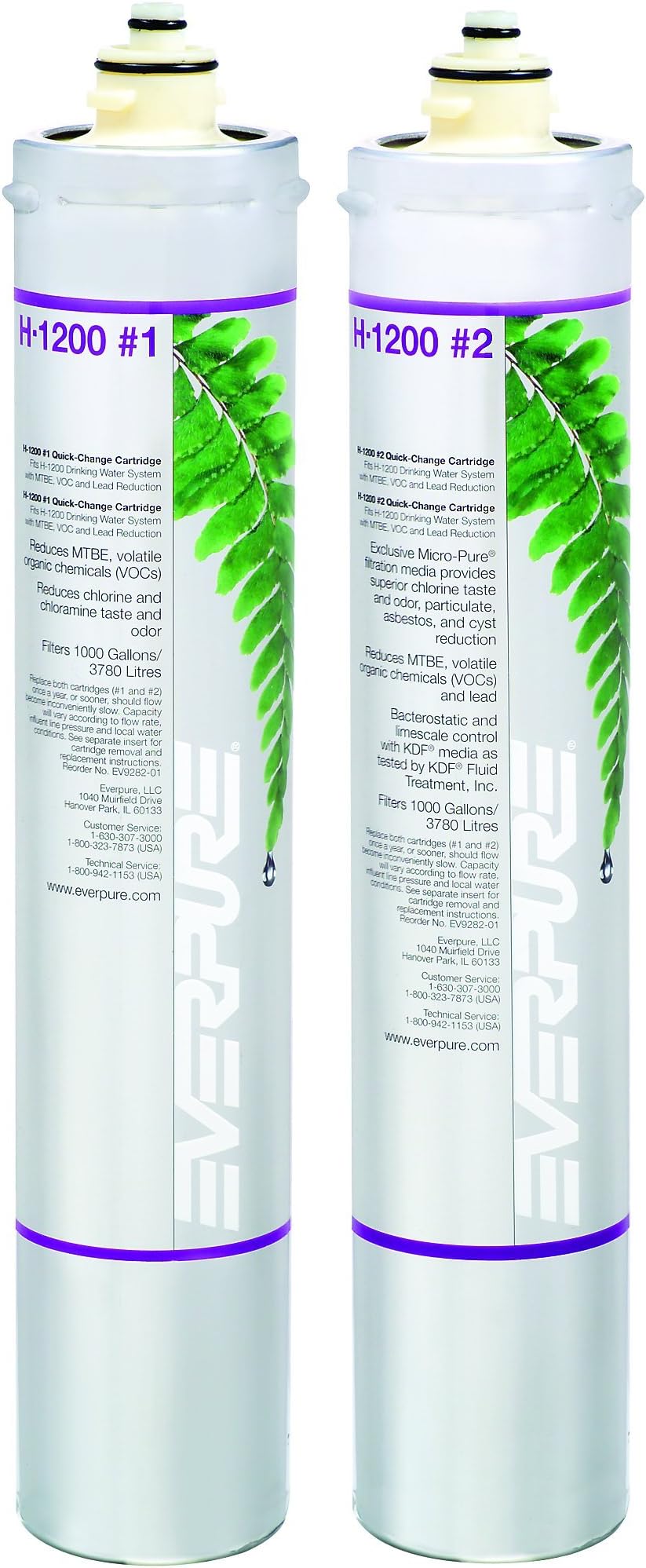 Amazon.com: Everpure EV9282-01 H-1200 Replacement Cartridge, #1 and #2 ...