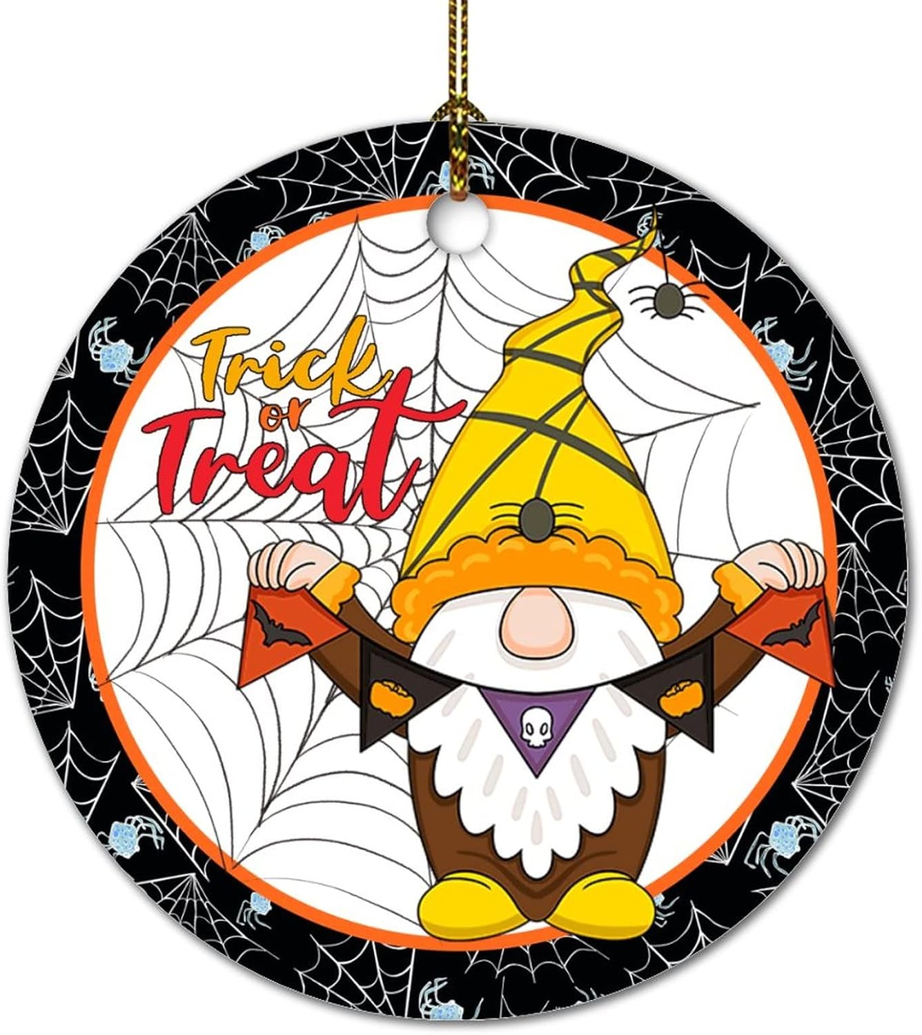 Halloween Tree Ornaments Gnome Banner Ceramic Ornament Trick Or Treat ...