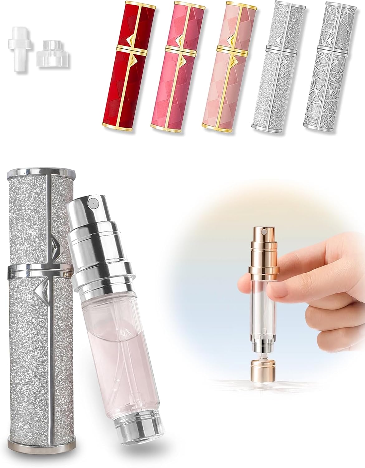 Amazon.co.jp: アトマイザ－ 詰め替え ポータブル クイック 香水噴霧器 携帯用 容器 香水用 ワンタッチ補充 スプレー ...