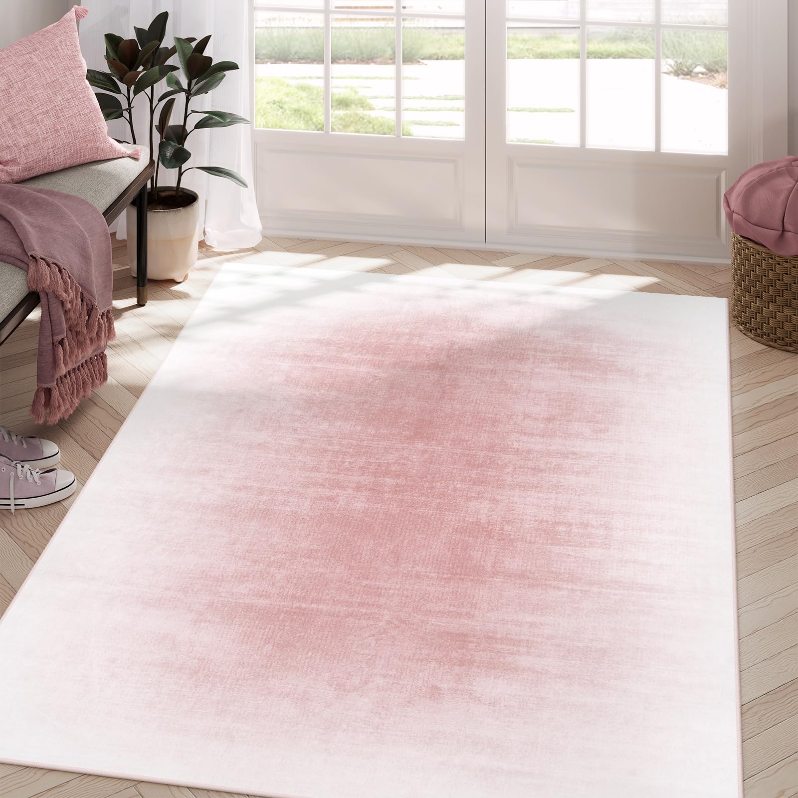 Amazon.com: Collive Pink 5x7 Area Rugs for Bedroom Girls, Contemporary ...