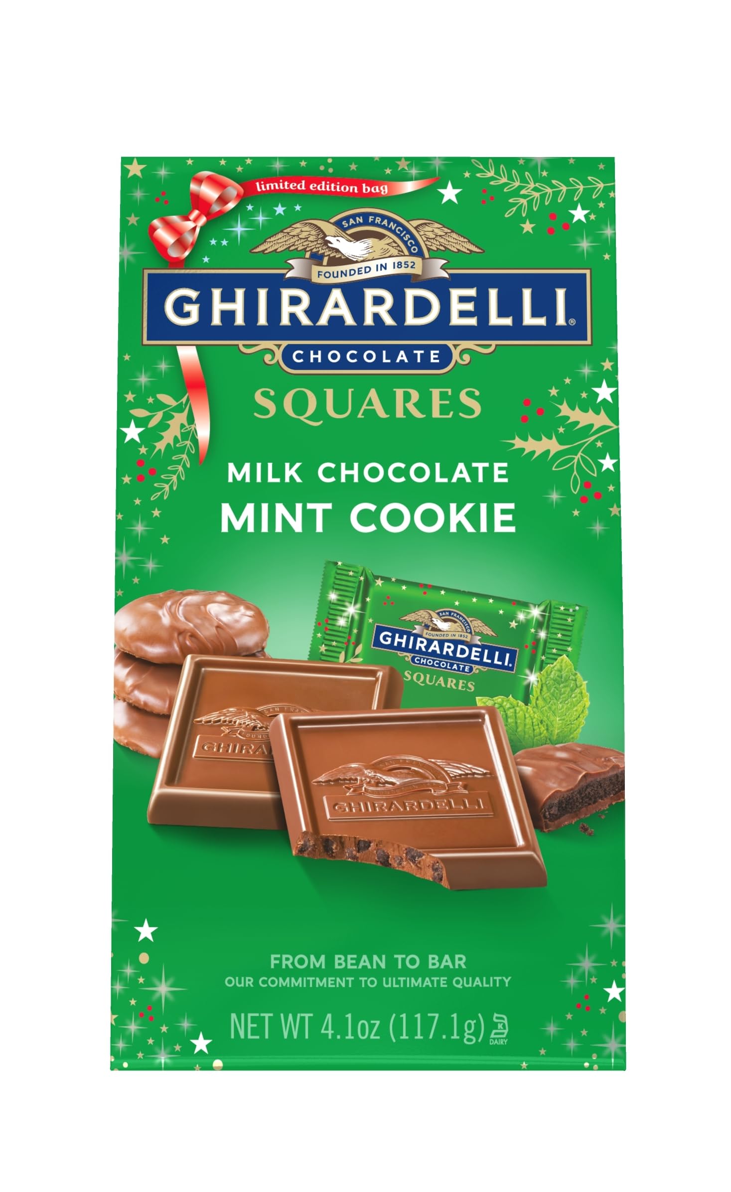 Amazon.com: Ghirardelli, Milk Chocolate Mint Squares Cookie, 4.1 Ounce : Grocery & Gourmet Food
