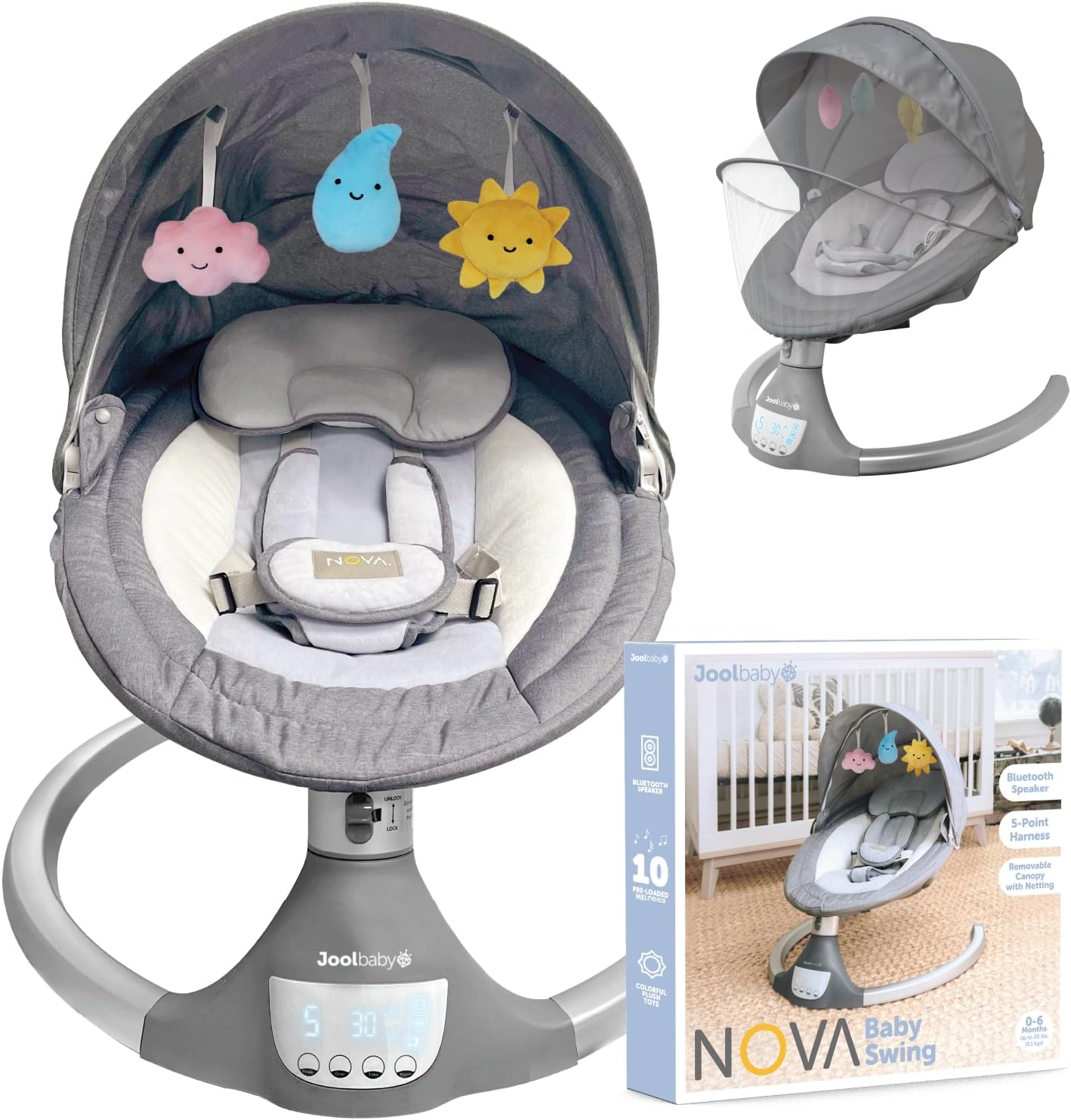 Amazon.com: Munchkin® Bluetooth Enabled Lightweight Baby Swing with ...