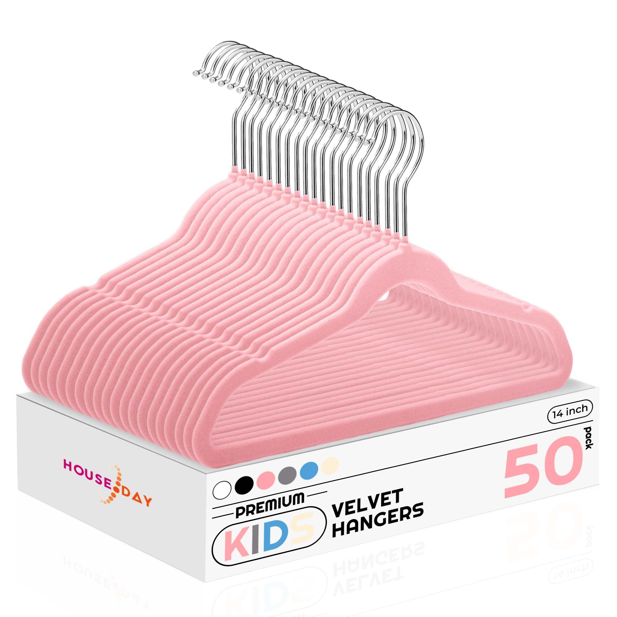Amazon.com: HOUSE DAY Kids Velvet Hangers 50 Pack, Durable Big Kids ...