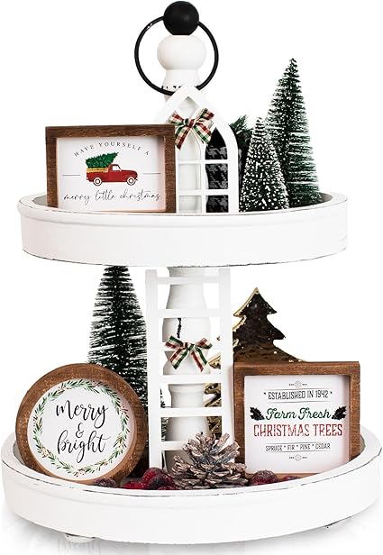 Amazon.com: The Ultimate Farmhouse Christmas Tiered Tray Decor Set ...