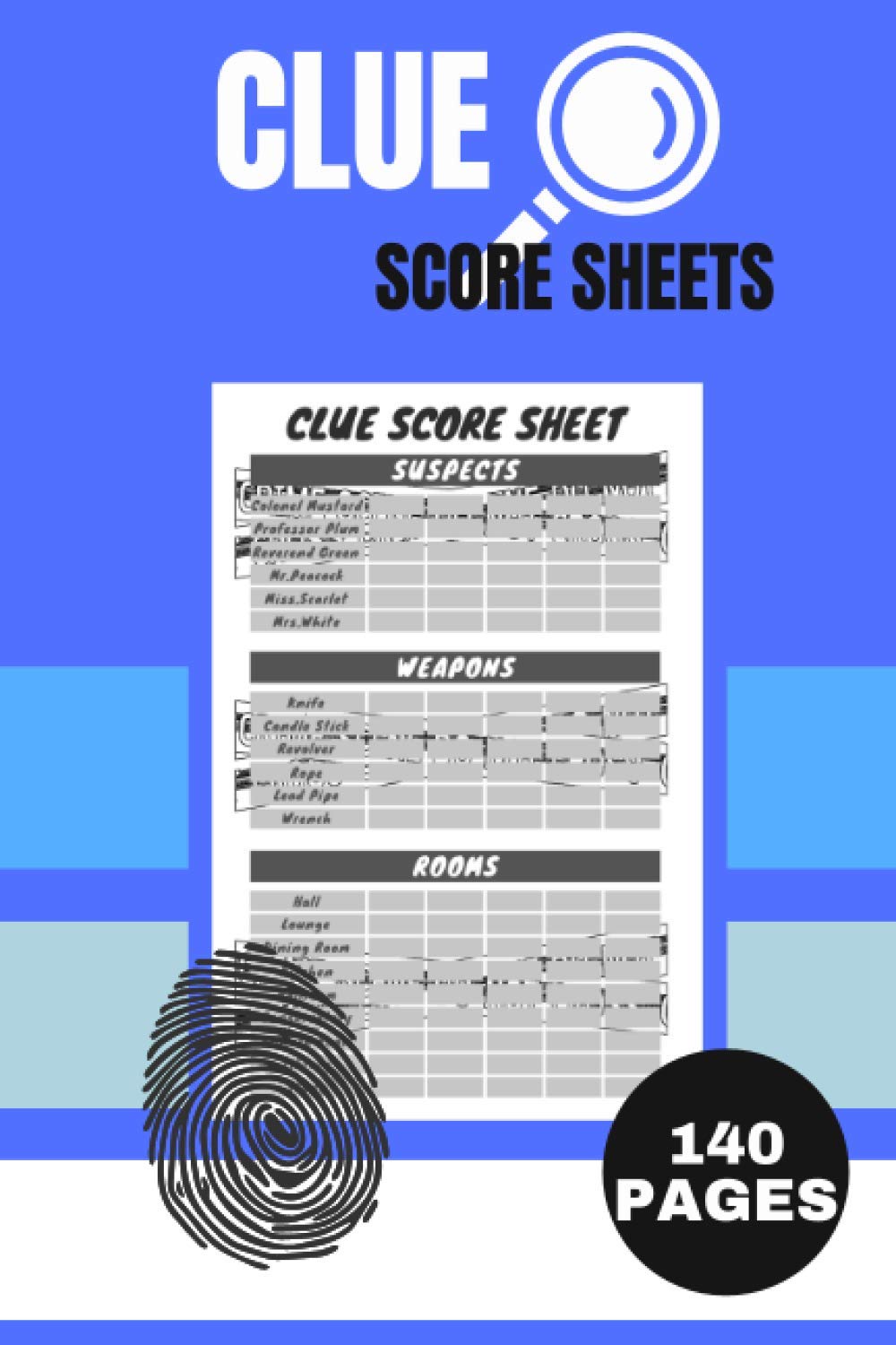 Clue Score Sheets: 140 Clue Game Sheets for Scorekeeping, Clue ...