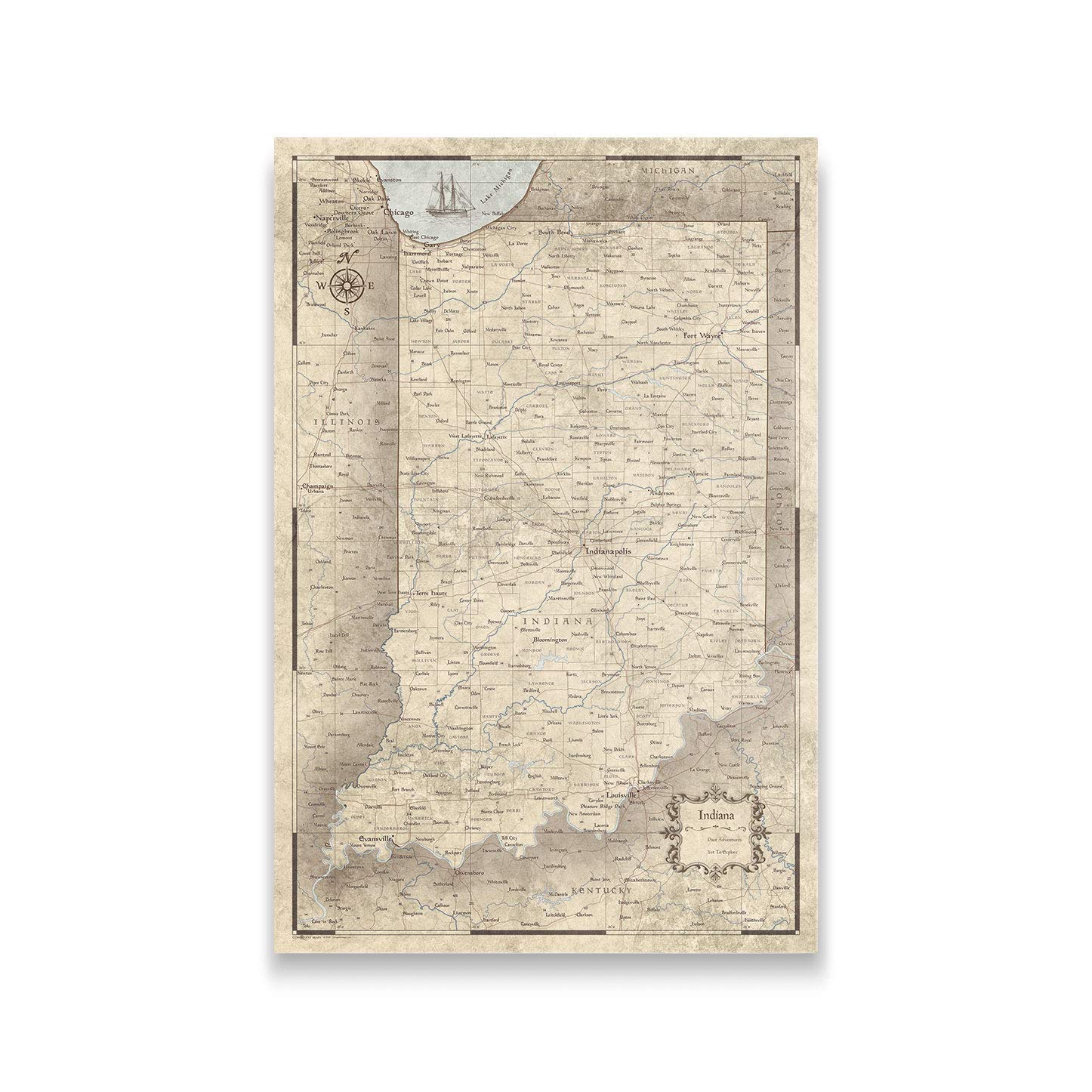 Push Pin Indiana Map Board - With Push Pins to Mark Indiana Travels ...