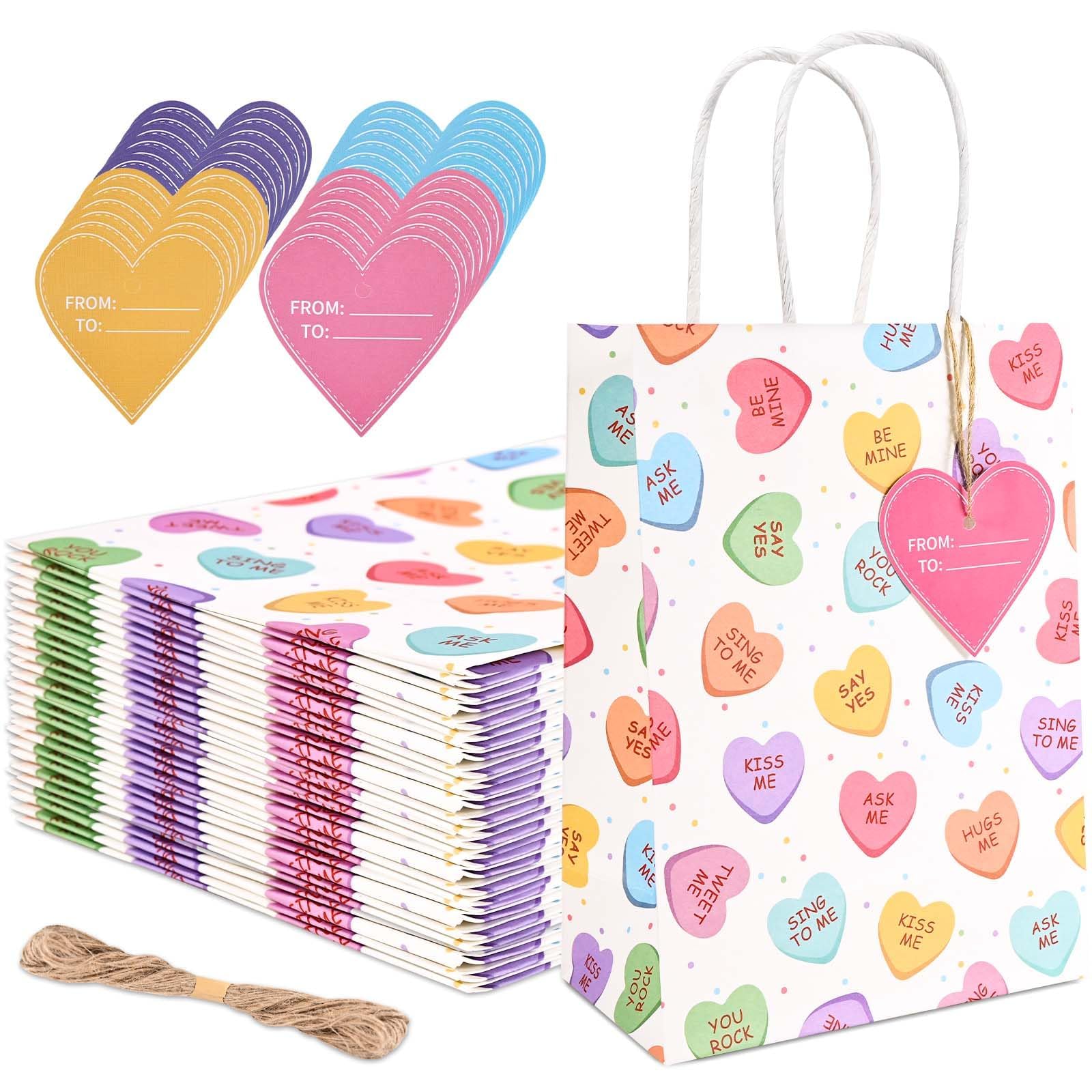 Amazon.com: 24Pack Valentine's Day Paper Gift Bags with Handles ...