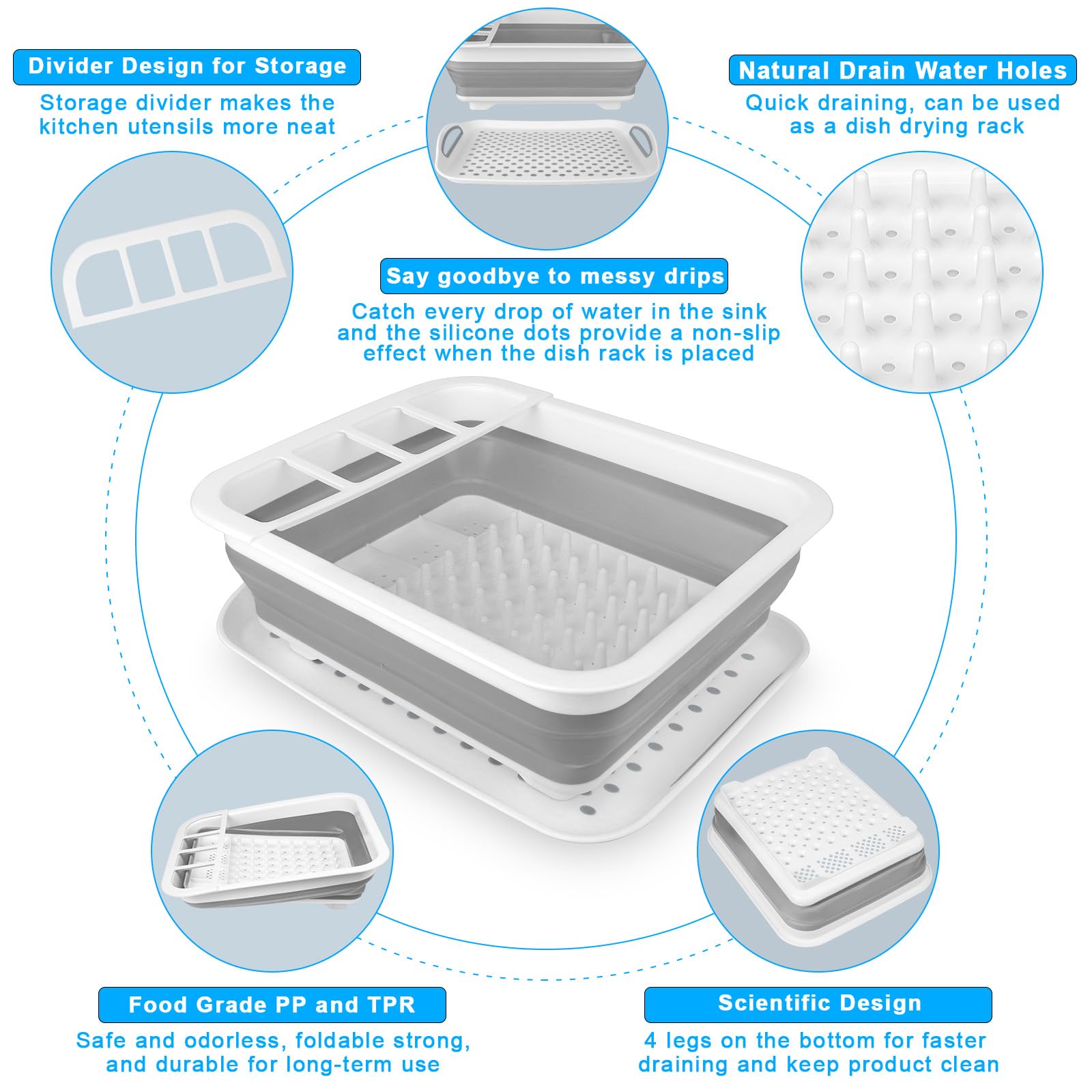 Snapklik.com : Collapsible Dish Drying Rack Portable Dish Drainers For ...