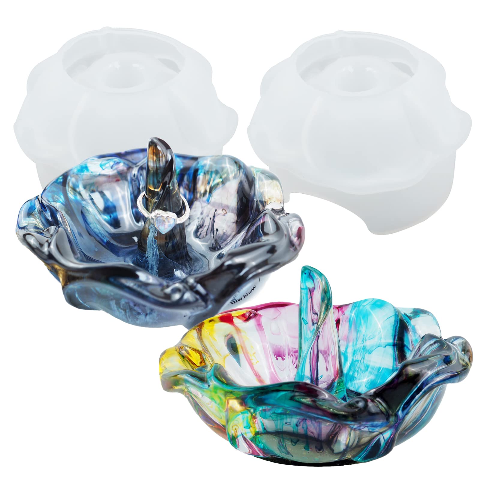 Amazon.com: Wehous 2PCS Ring Holder Resin Mold, Flower Bowl Silicone ...