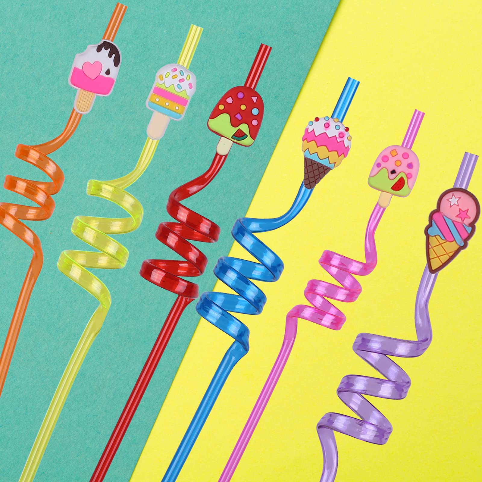 Reusable Ice Cream Straws-Plastic Drinking Straws for Kids Birthday ...