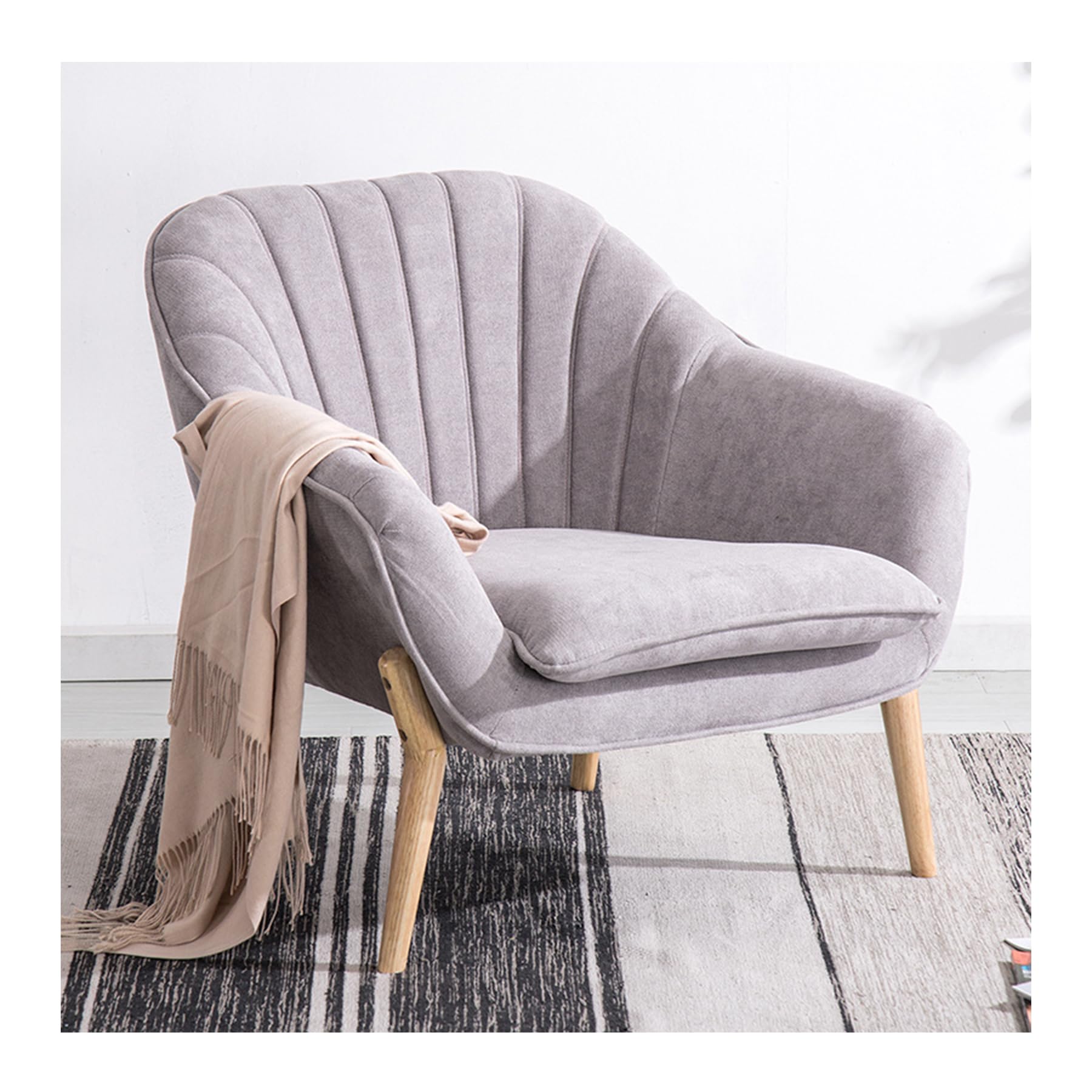 INMOZATA Modern Linen Armchair Upholstered Accent Chair Modern Shell ...