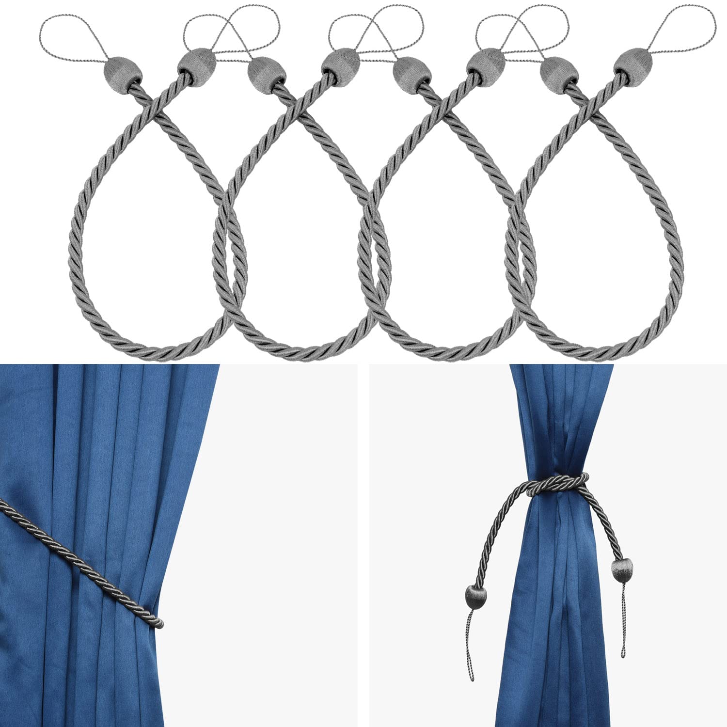 Amazon.com: MALOINTEX 4 Pack Curtain Ropes Tiebacks Tie-Backs, Curtain ...