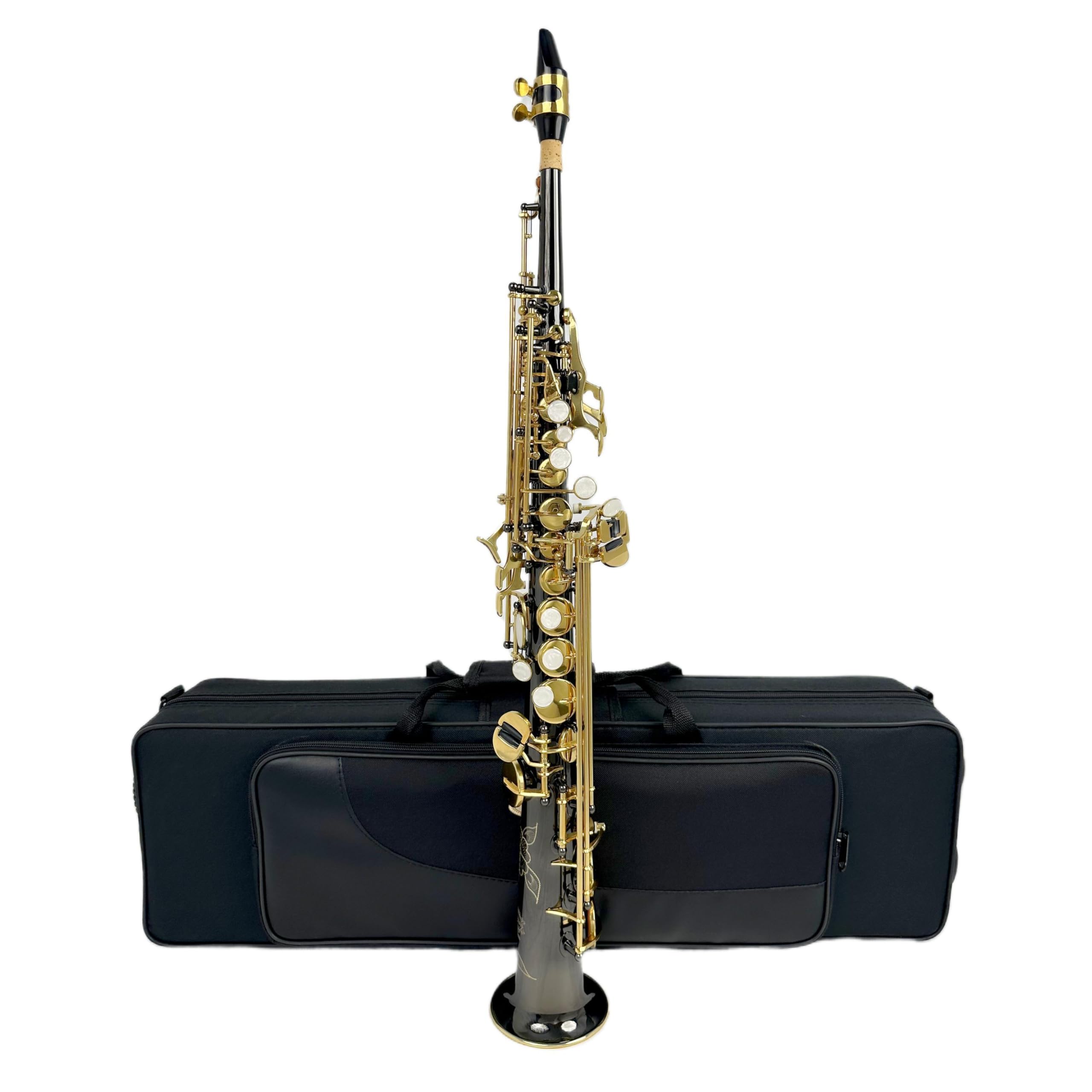 Amazon.com: Aiollns JSS-803 Bb Soprano Saxophone Black golden Sax ...