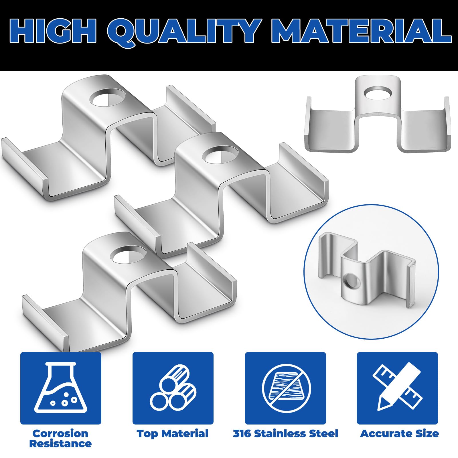 Snapklik.com : 50 Pcs Saddle Clips For Grating 316 Stainless Steel Bar ...