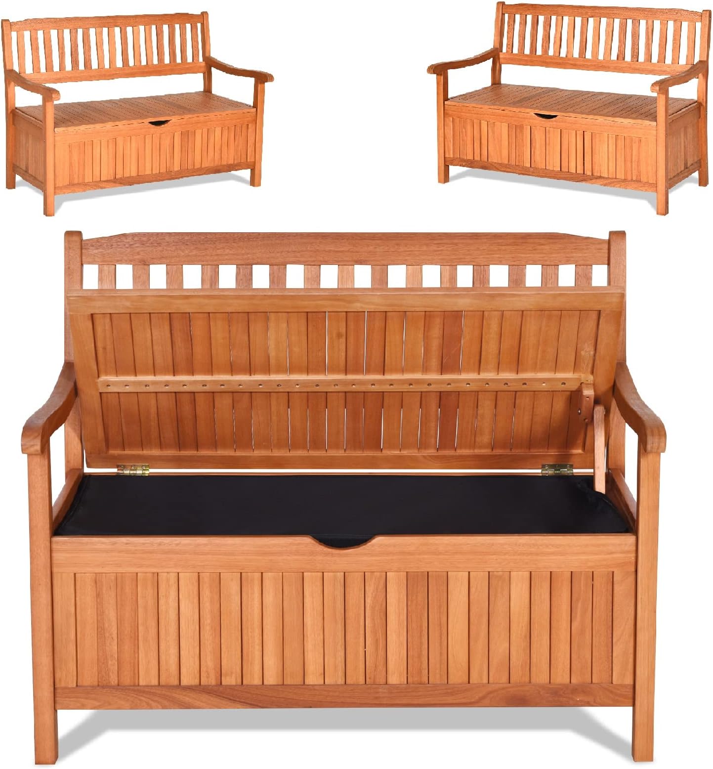 Safstar Outdoor Patio Bench with Storage Box, 33 Gallon Storage Bench ...
