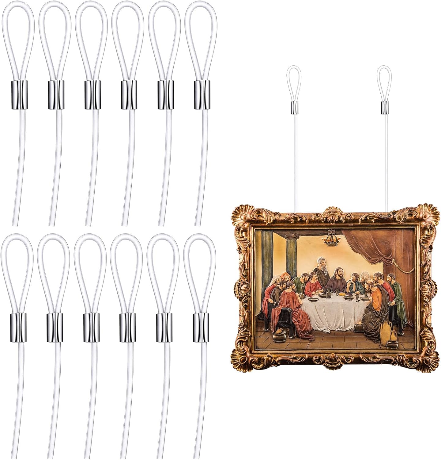 12 Pcs 59" Length Picture Rail Hanging Cord 66 Lb/ 30 kg Load Capacity ...