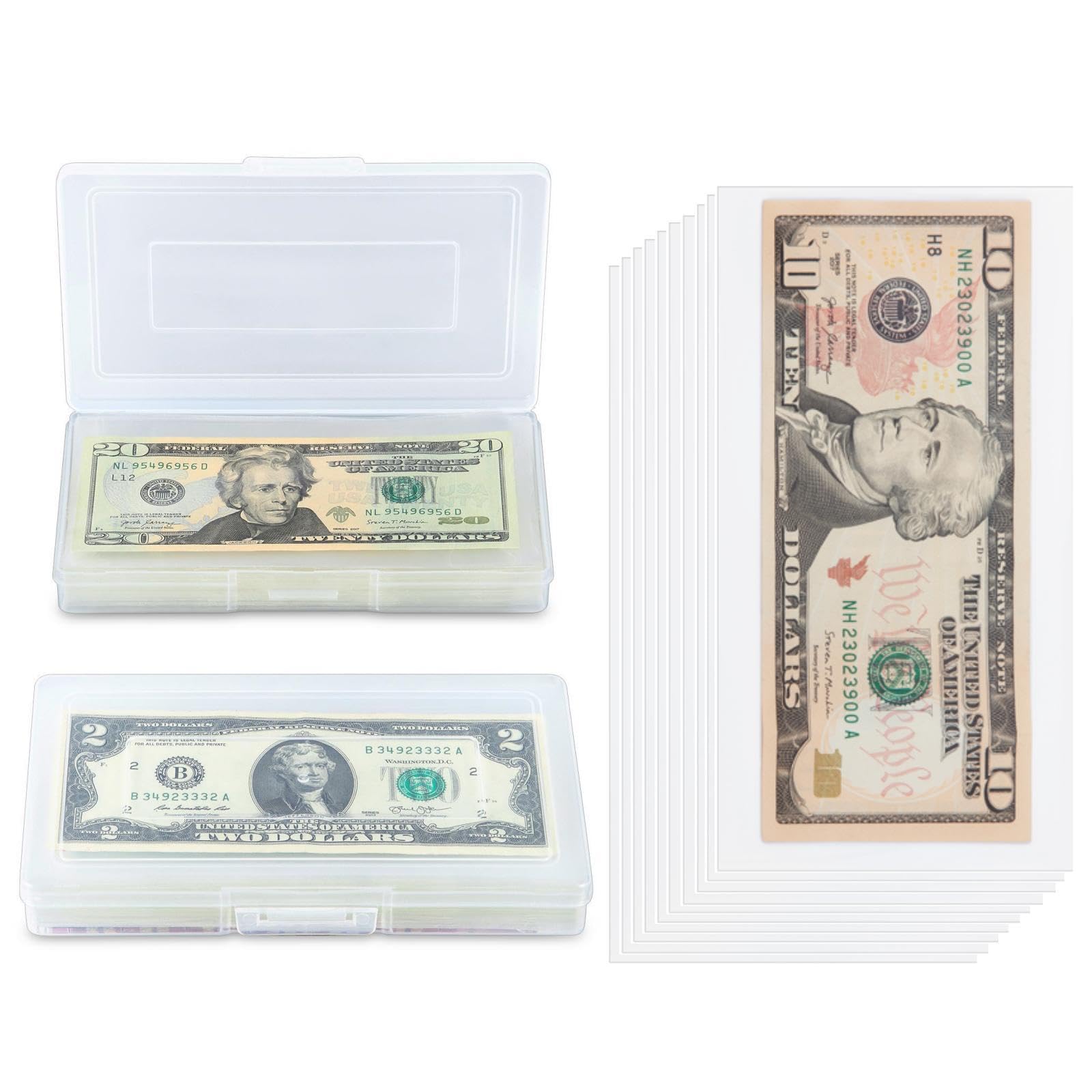 Amazon.com : MUQING 200 Packs Currency Sleeves with Plastic Storage ...