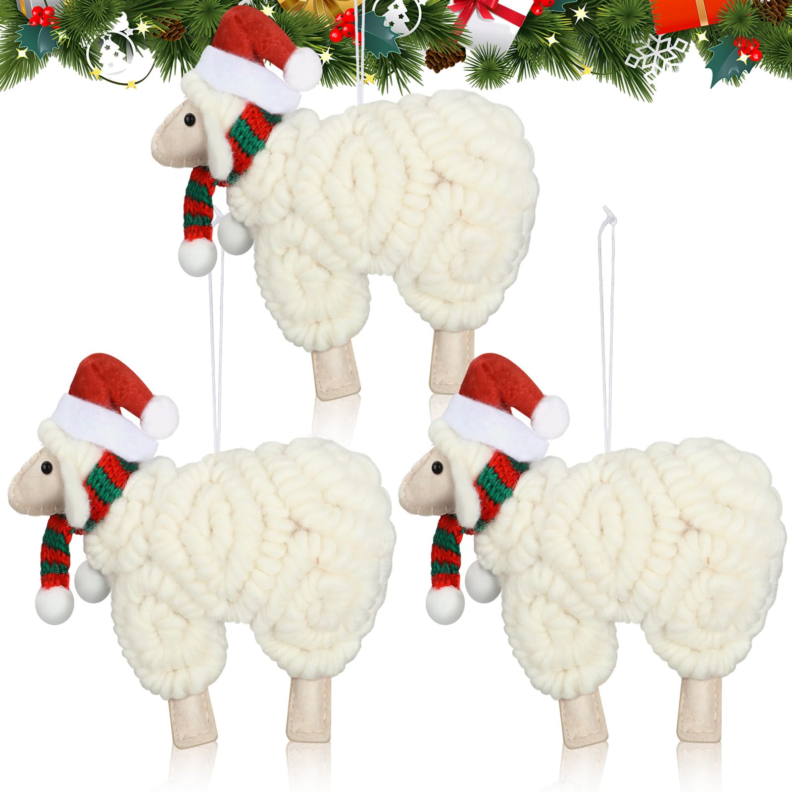 Amazon.com: Jenaai 3 Pieces Felt Sheep Christmas Ornaments Sheep ...