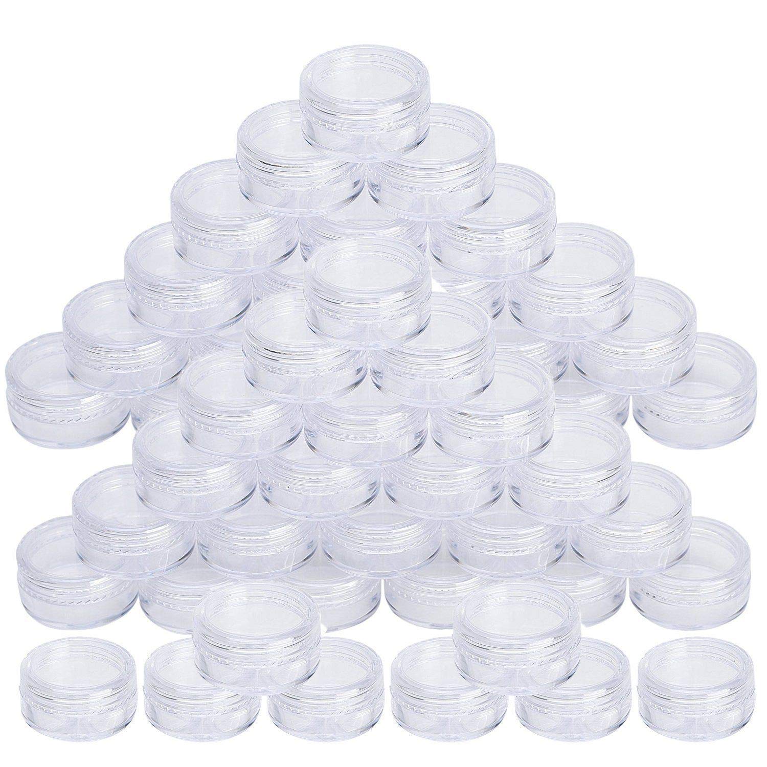 50 PCS 5 ML Empty Cosmetic Jars Travel Sample Pots Clear Round with ...