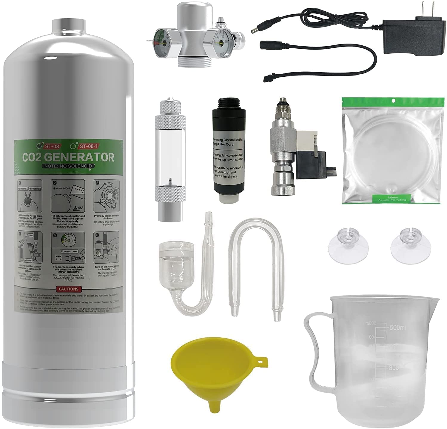 FZONE 4L Aquarium CO2 Generator System Carbon Dioxide Reactor Kit with ...