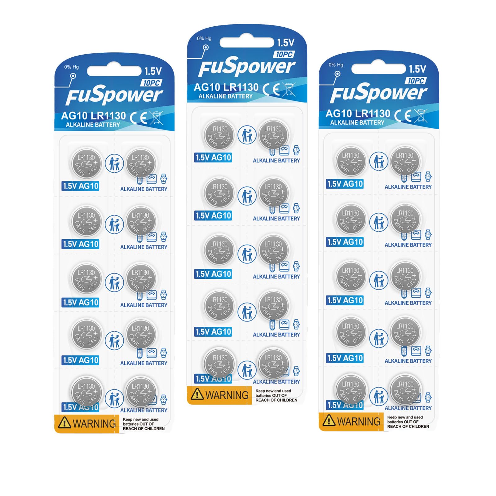 AG10 LR1130 389 189 LR54 390 11131 SR1130W Alkaline 1.5V Button Coin ...