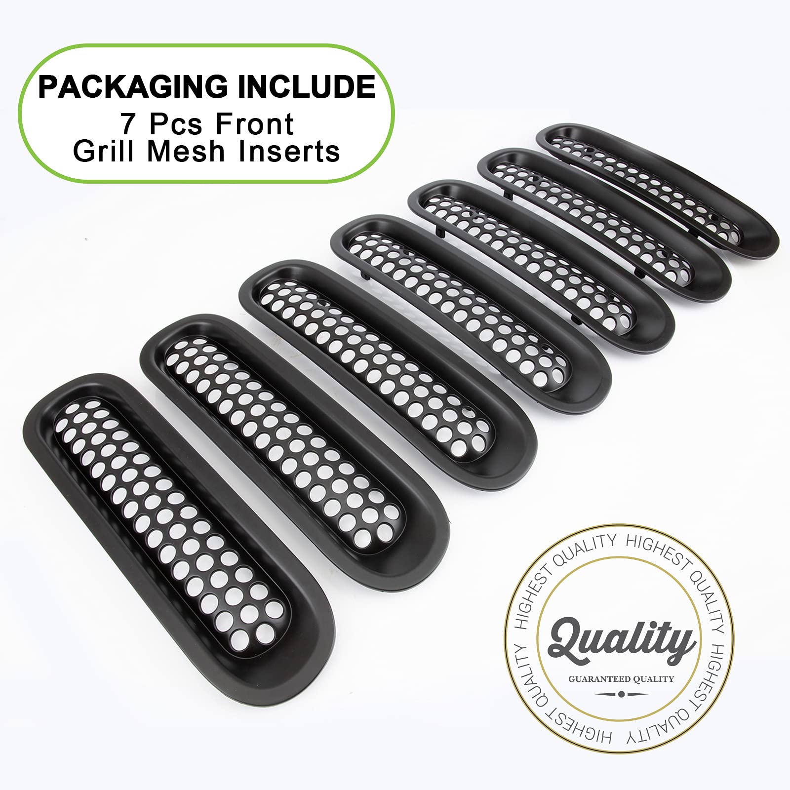 Buy Spurtar Jeep Wrangler JK Grill Inserts, Matte Black Upgrade for ...