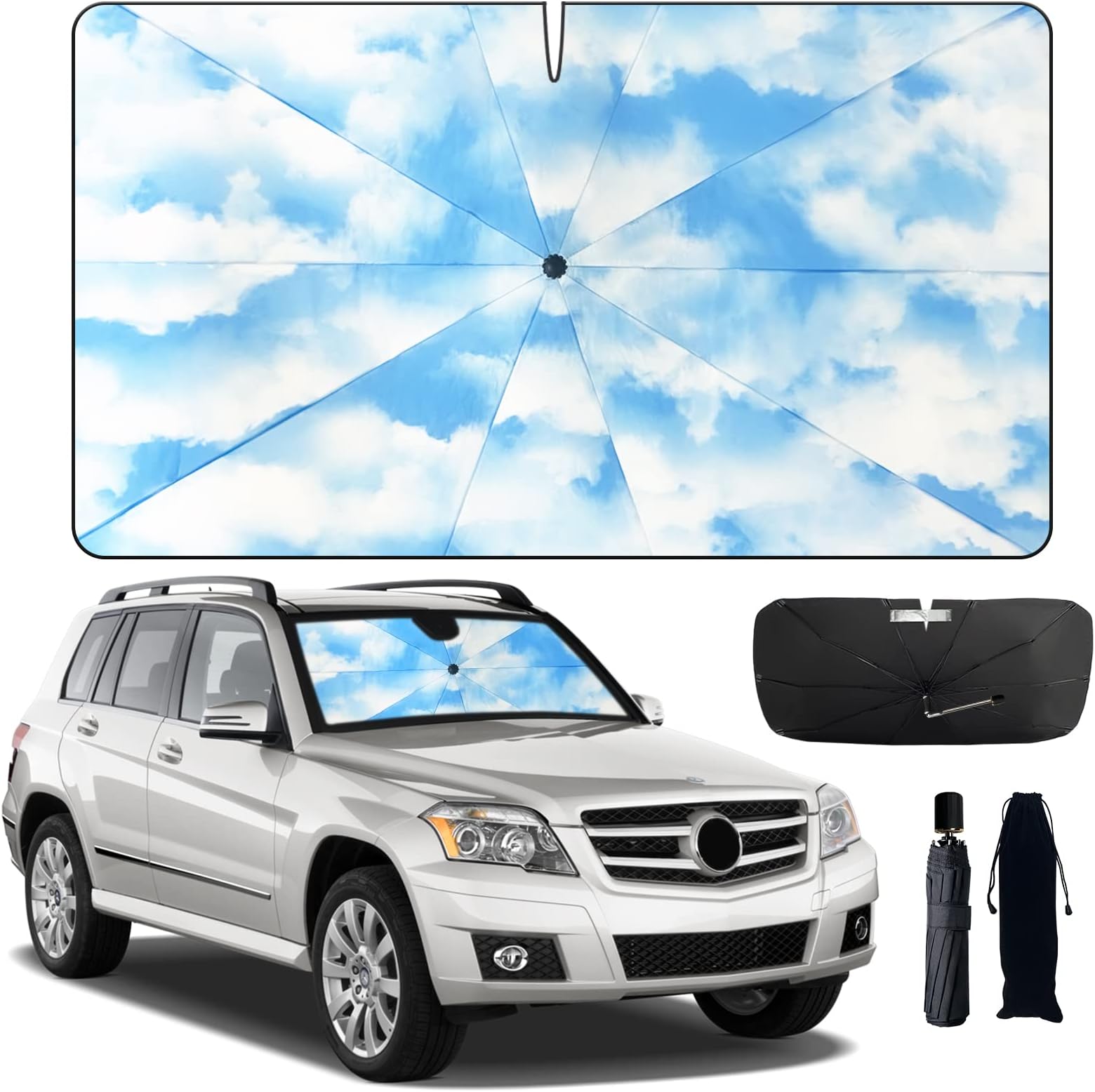 Amazon.com: Upgraded Car Windshield Sun Shade Umbrella - Foldable ...