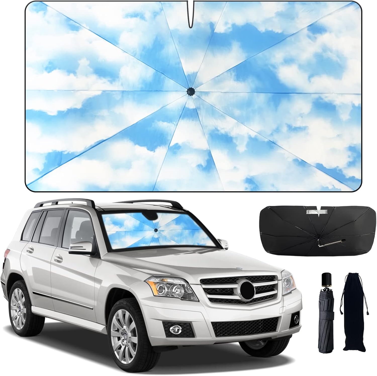 Amazon.com: Upgraded Car Windshield Sun Shade Umbrella - Foldable ...