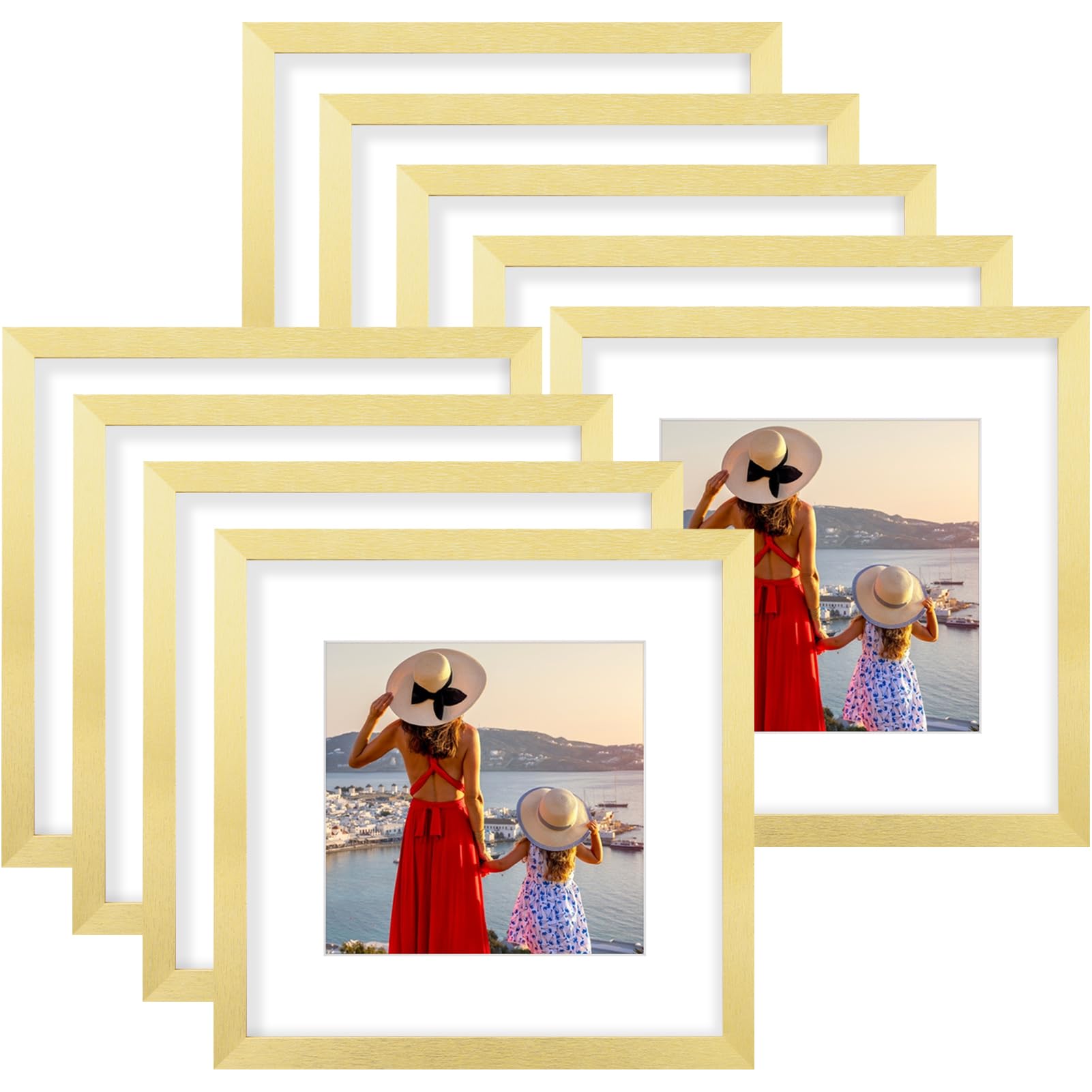 Amazon.com - Vittanly 12x12 Gold Picture Frames Set of 9, Display 8x8 ...